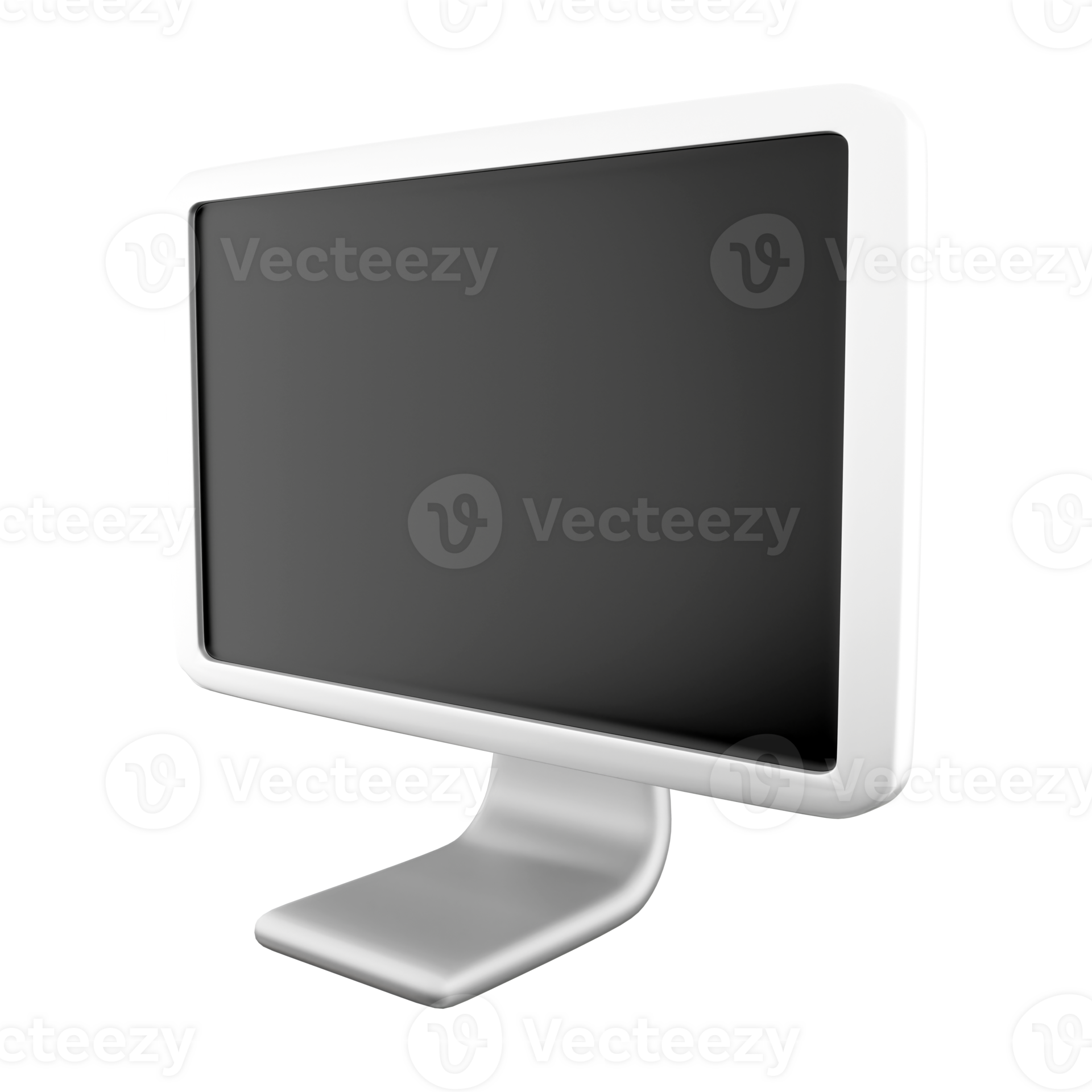 3d rendering Computer Monitor icon. 3d render white monitor with the ...