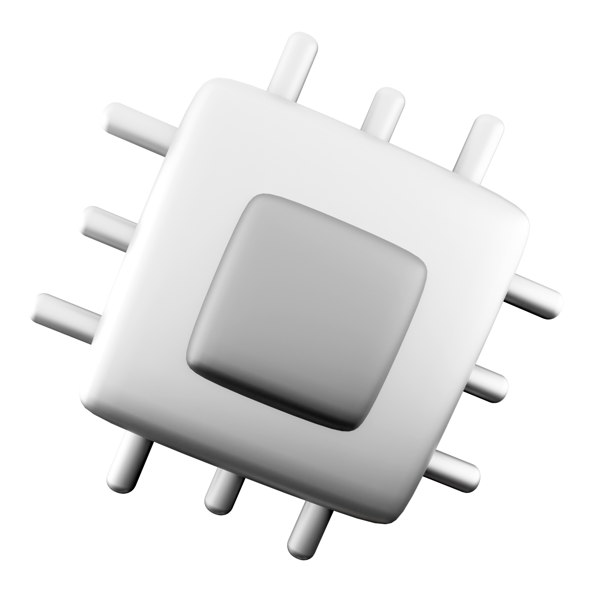 3d Rendering Microchip Line Icon Cpu Icon 3d Render Central Processing Unit Computer