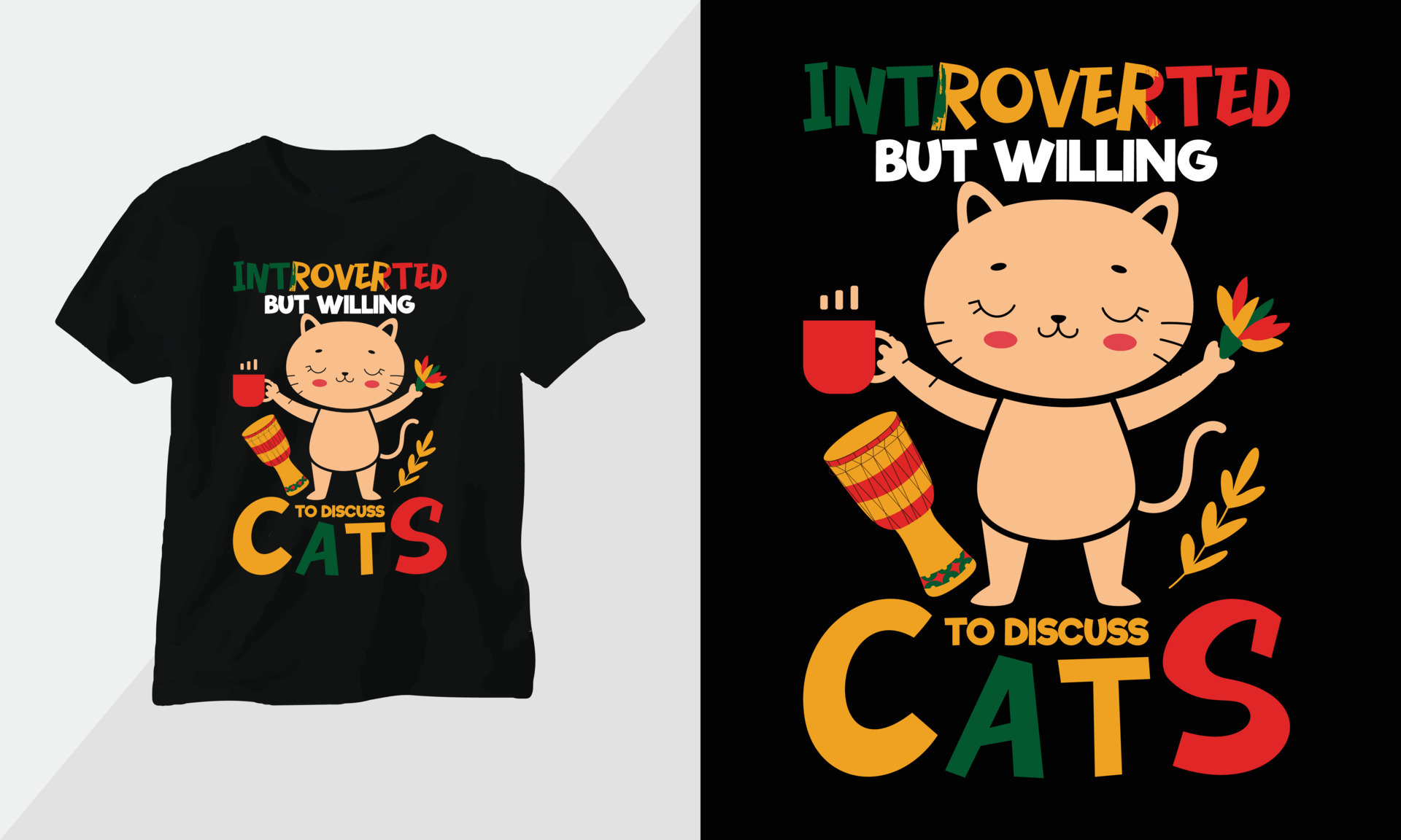 introverted but willing to discuss cats - Cat T-shirt and apparel ...