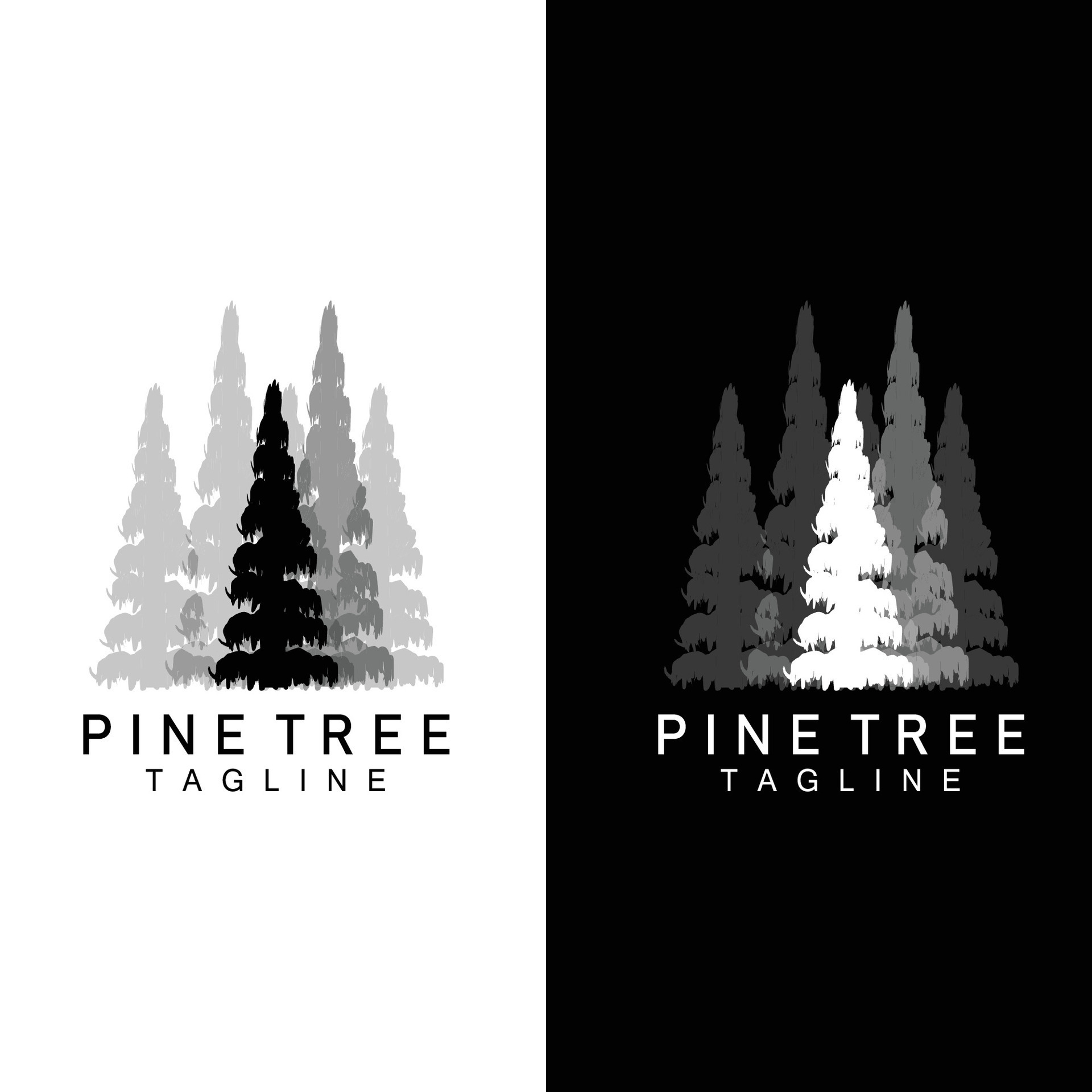 Pine Tree Logo, Green Plant Vector, Tree Silhouette Design, Icon ...