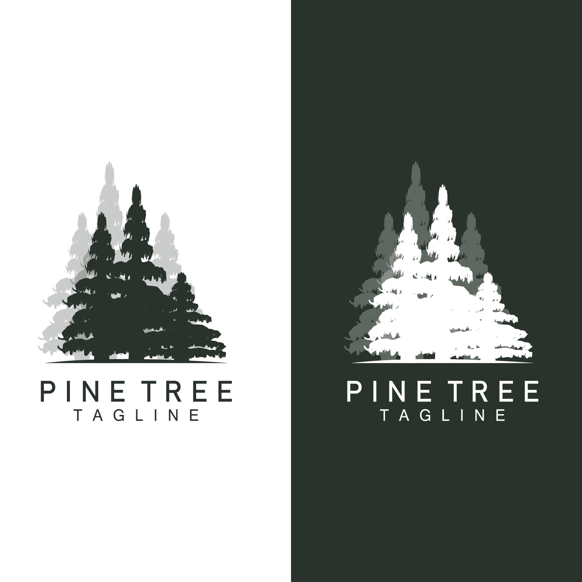 Pine Tree Logo, Green Plant Vector, Tree Silhouette Design, Icon ...