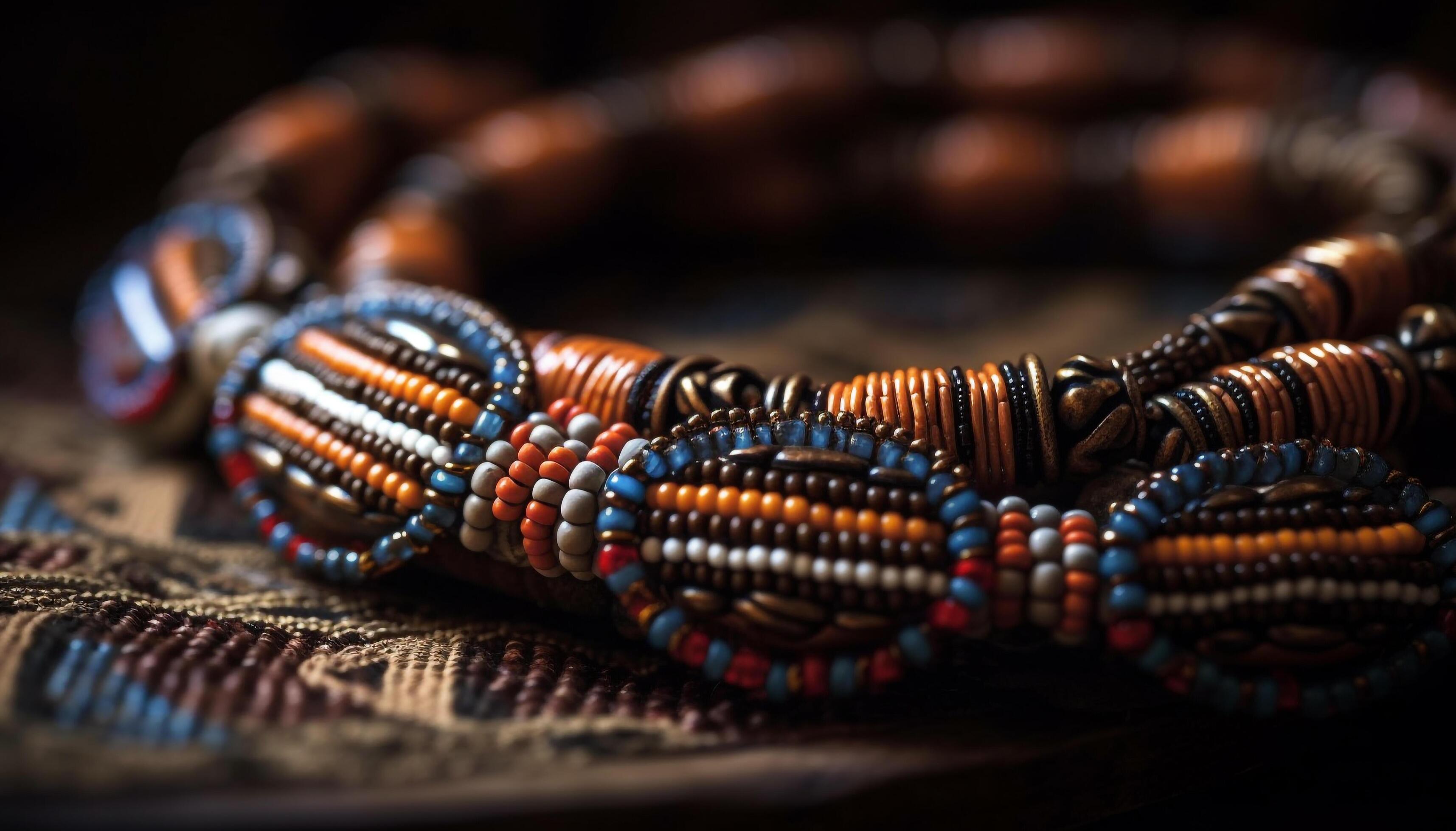 Multi Colored Bead Necklace A Homemade Souvenir Of Indigenous Cultures