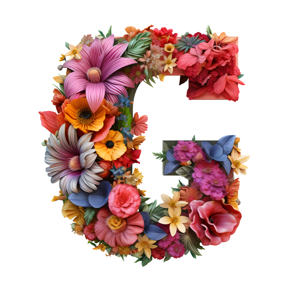 Floral Alphabet, Letter G, floral typography, generated 24639163 PNG