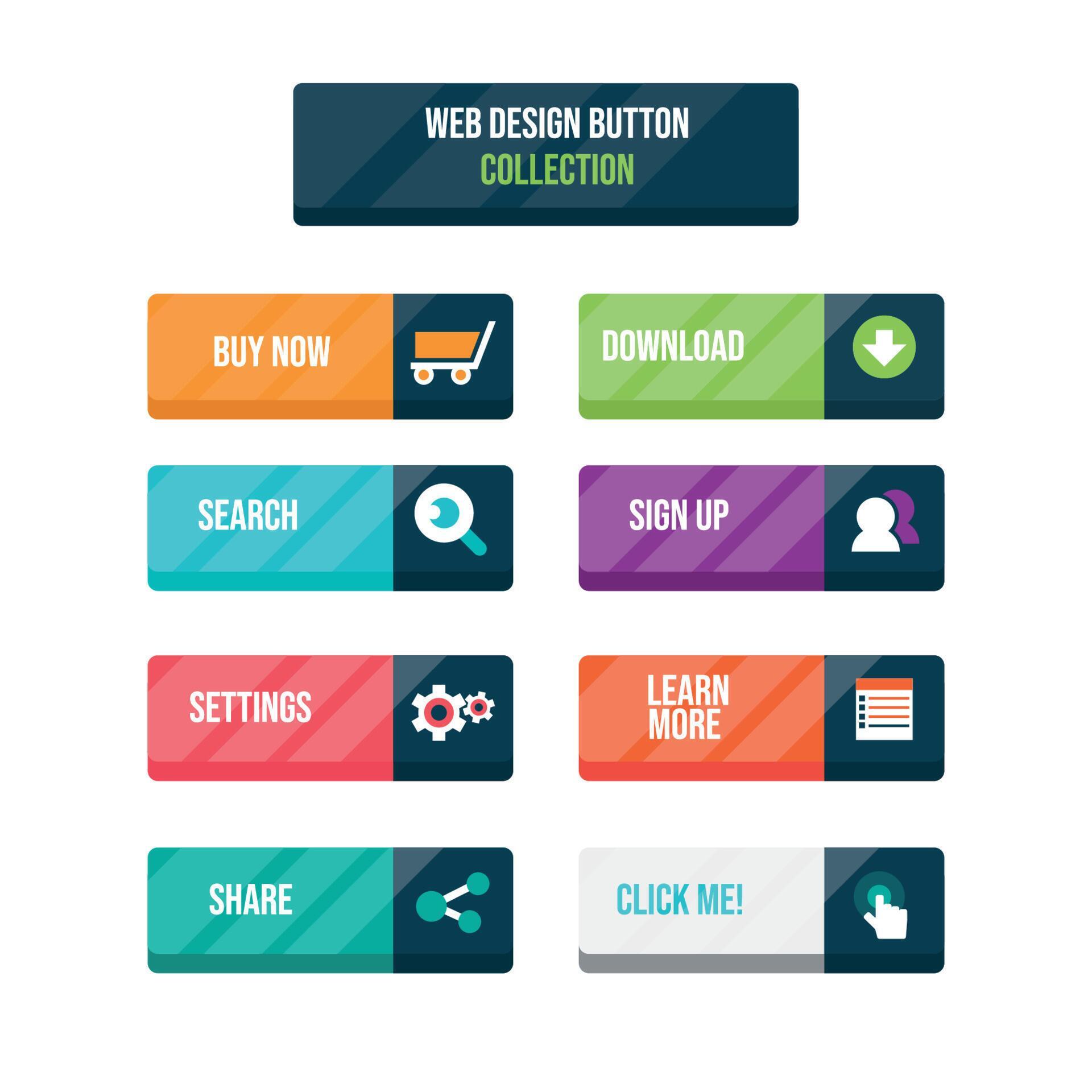Web design button collection set design templates 24639463 Vector Art ...