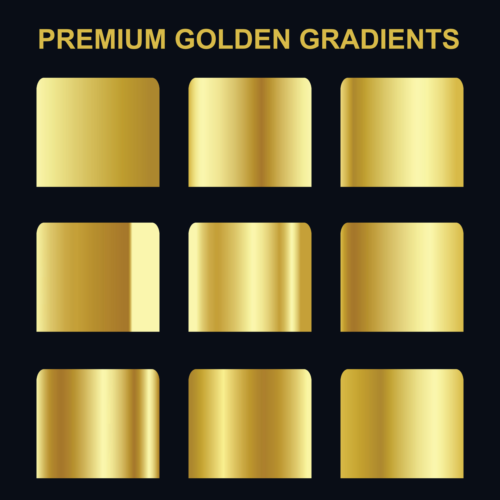 Set of gold metallic gradients and swatch gold gradients free vector ...