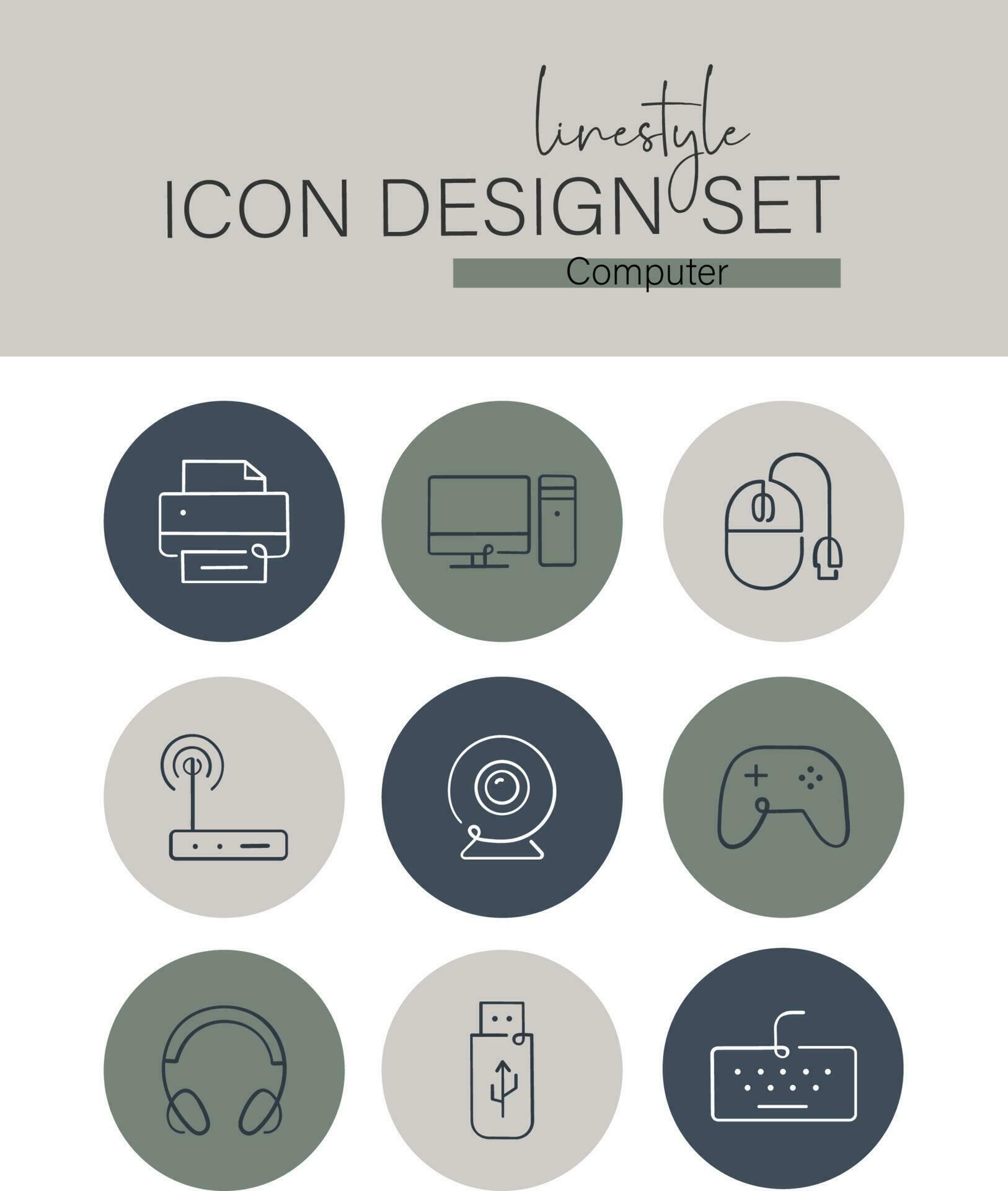 Linestyle Icon Design Set Computer 24643955 Vector Art at Vecteezy
