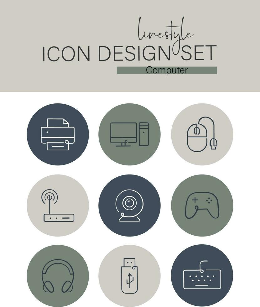 Linestyle Icon Design Set Computer 24643955 Vector Art at Vecteezy