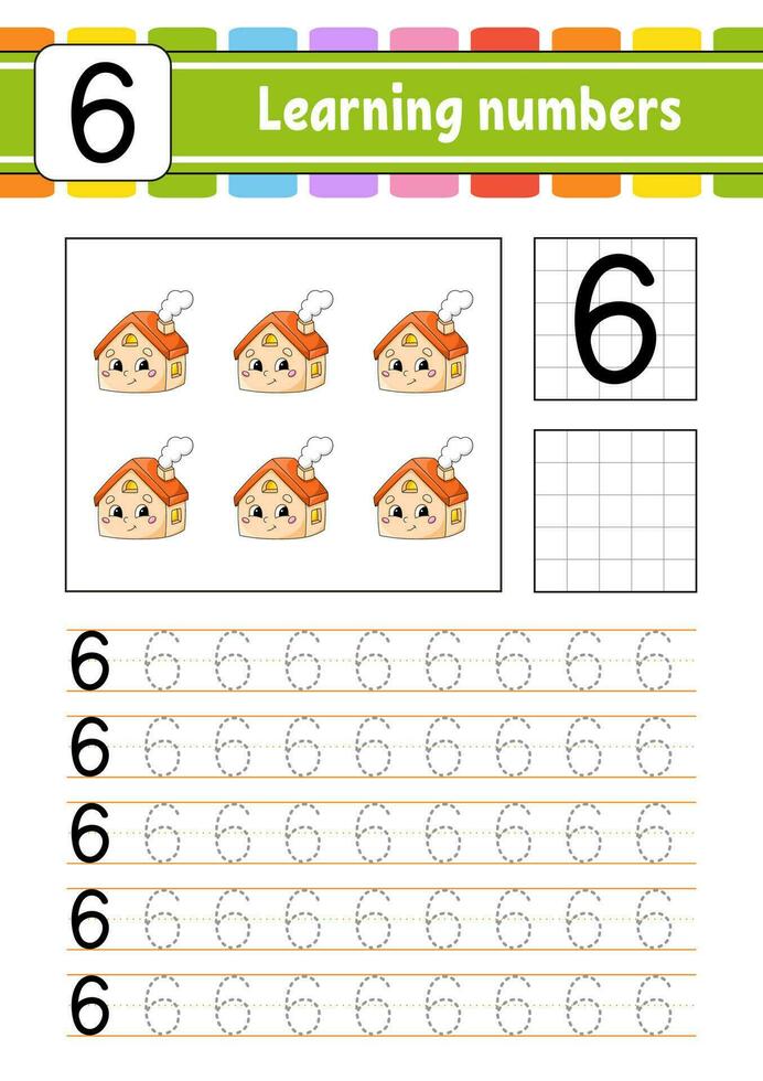 Trace and write numbers. Handwriting practice. Learning numbers for ...
