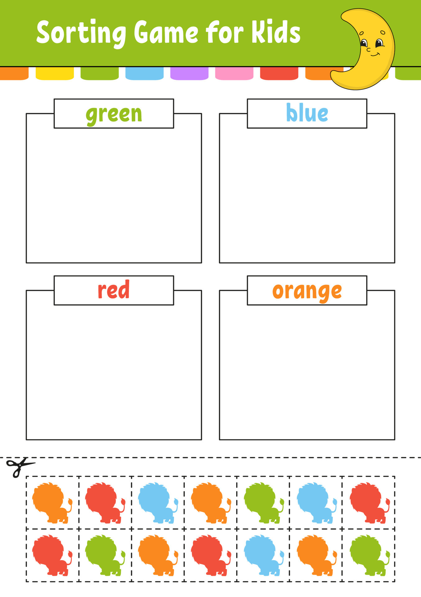 Sorting game. Shapes and colors. Cut and glue. Education developing ...