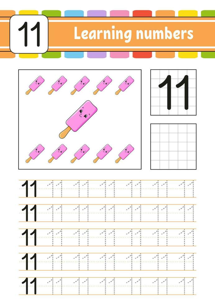 Trace and write numbers. Handwriting practice. Learning numbers for ...