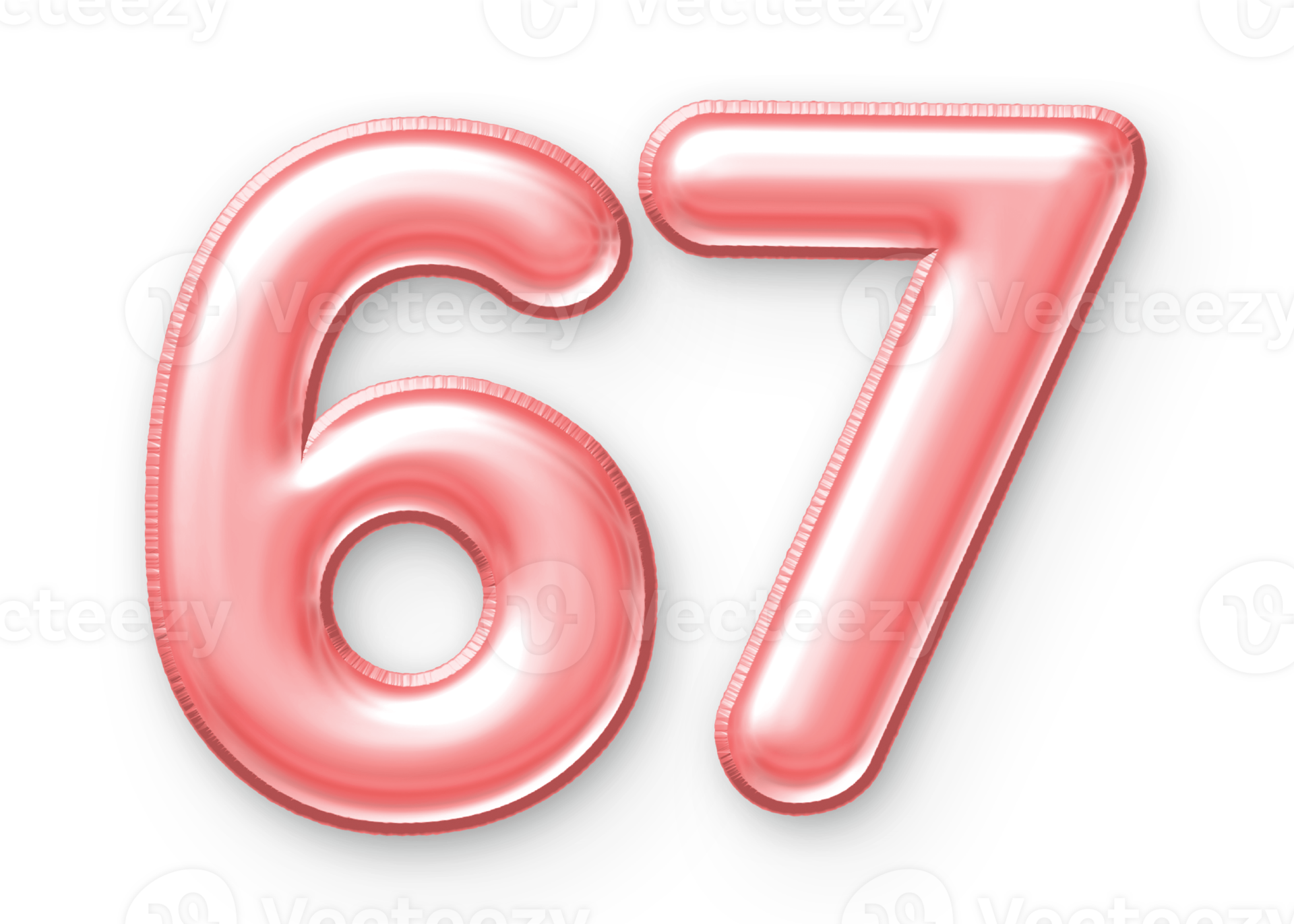 67 Number Balloon Pink 24652415 PNG