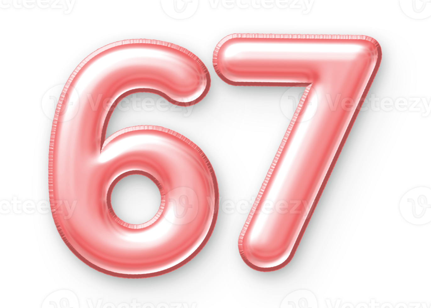 67 Number Balloon Pink 24652415 PNG