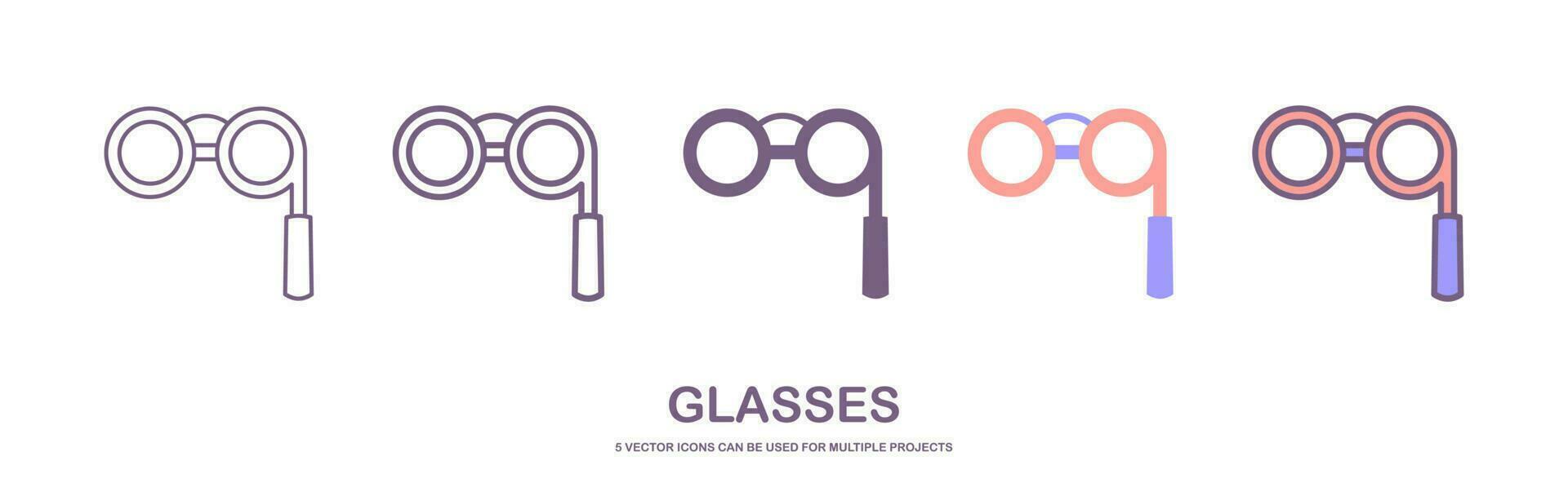 Safety glasses icons set. Simple set of 5 safety glasses vector icons for web isolated on white ...