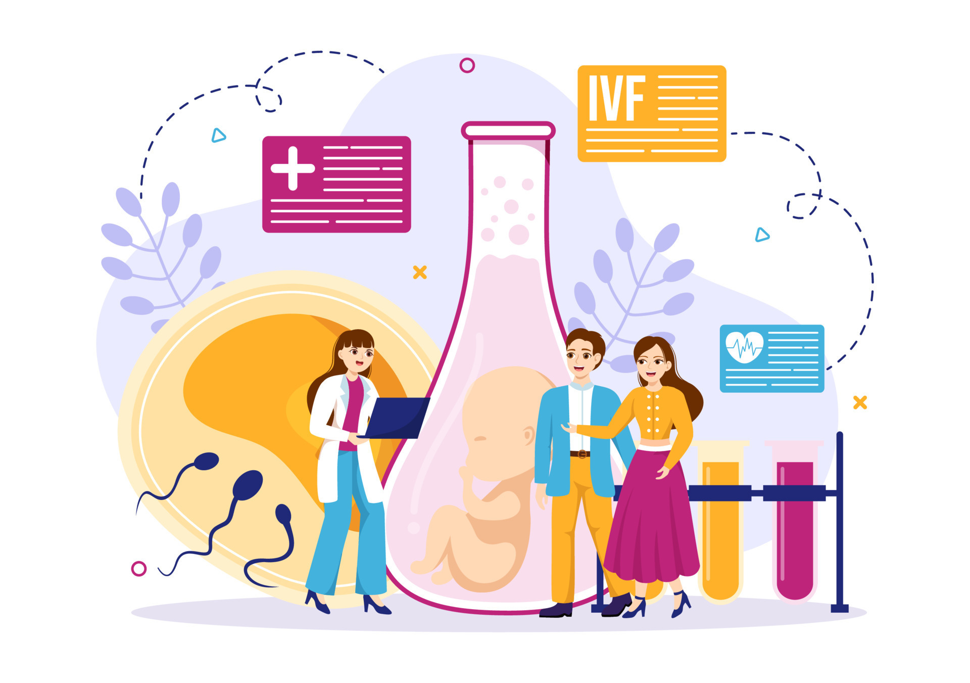 IVF or In Vitro Fertilization Vector Illustration for Artificial Insemination About Pregnancy ...