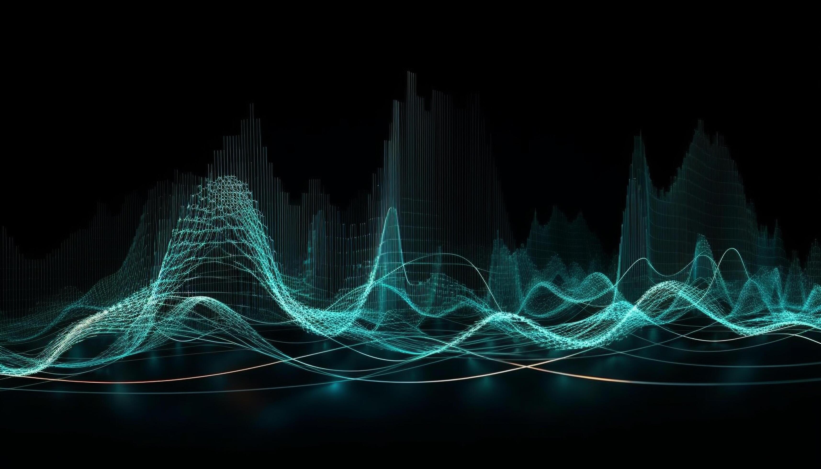 Wave pattern sound fills the abstract backdrop generated by AI 24654662 ...