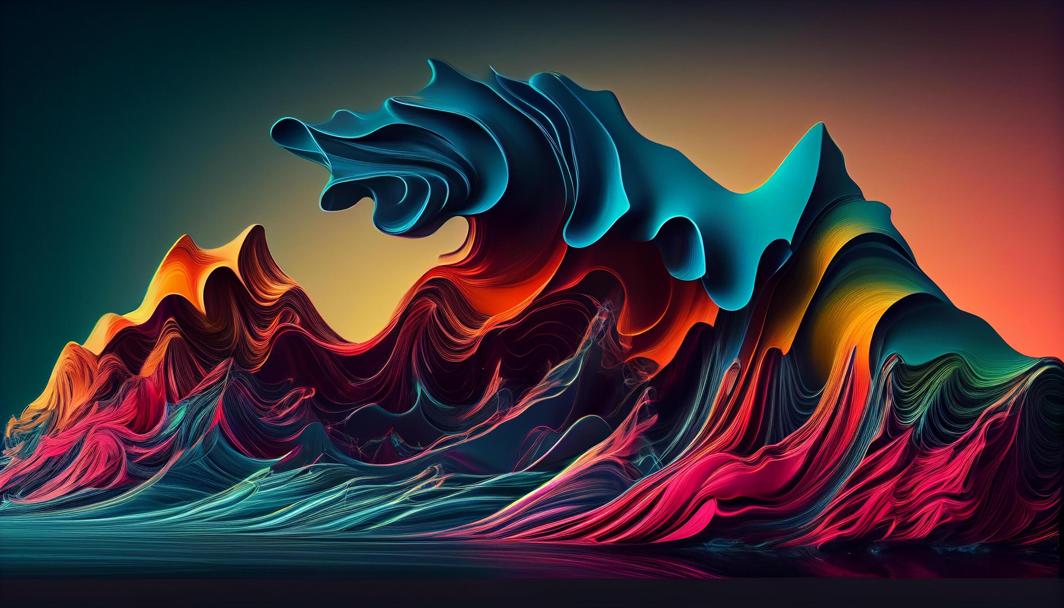 Glowing multi colored waves flow on abstract backdrop generated by AI 24655691 Stock Photo at ...