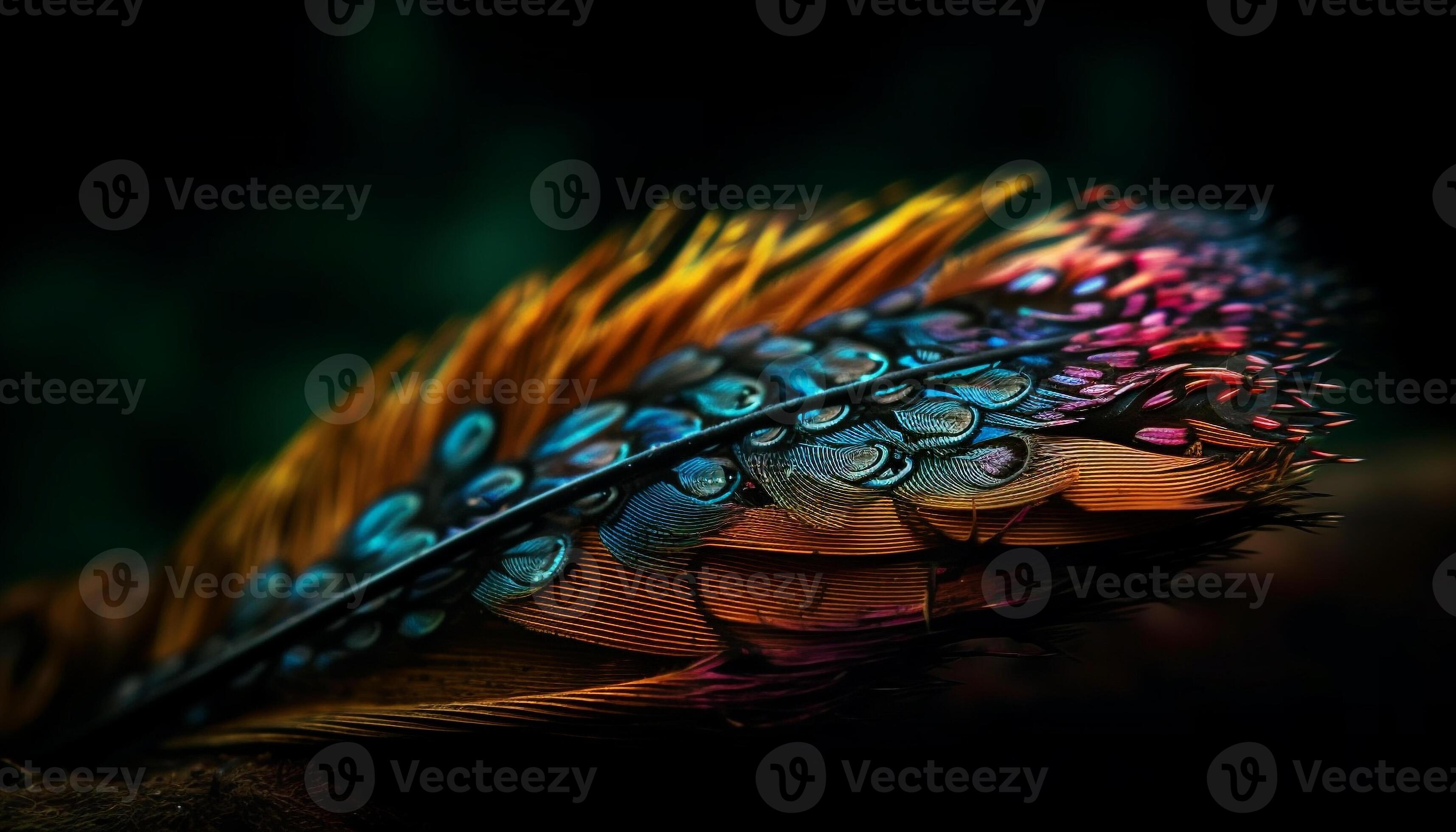 Peacock feather showcases intricate fractal pattern beauty generated by AI 24656005 Stock Photo ...