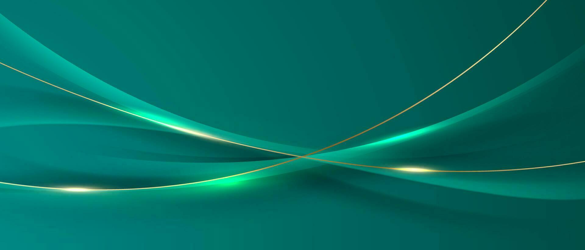 Green Abstract Background Design With Elegant Golden Elements Vector