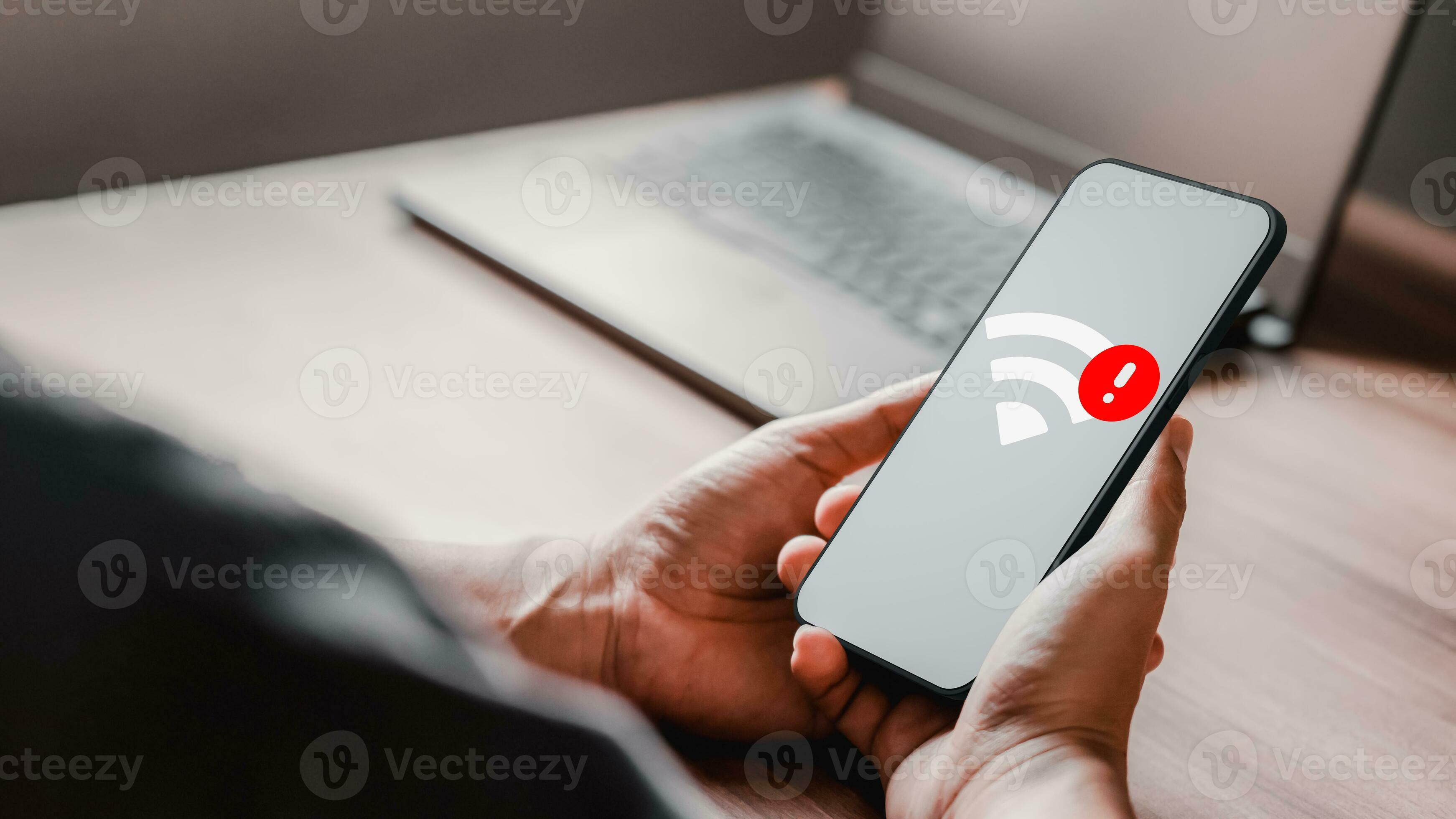 Man Using A Smartphone In Office Connected To Internet Wifi And Wait For The Digital Business