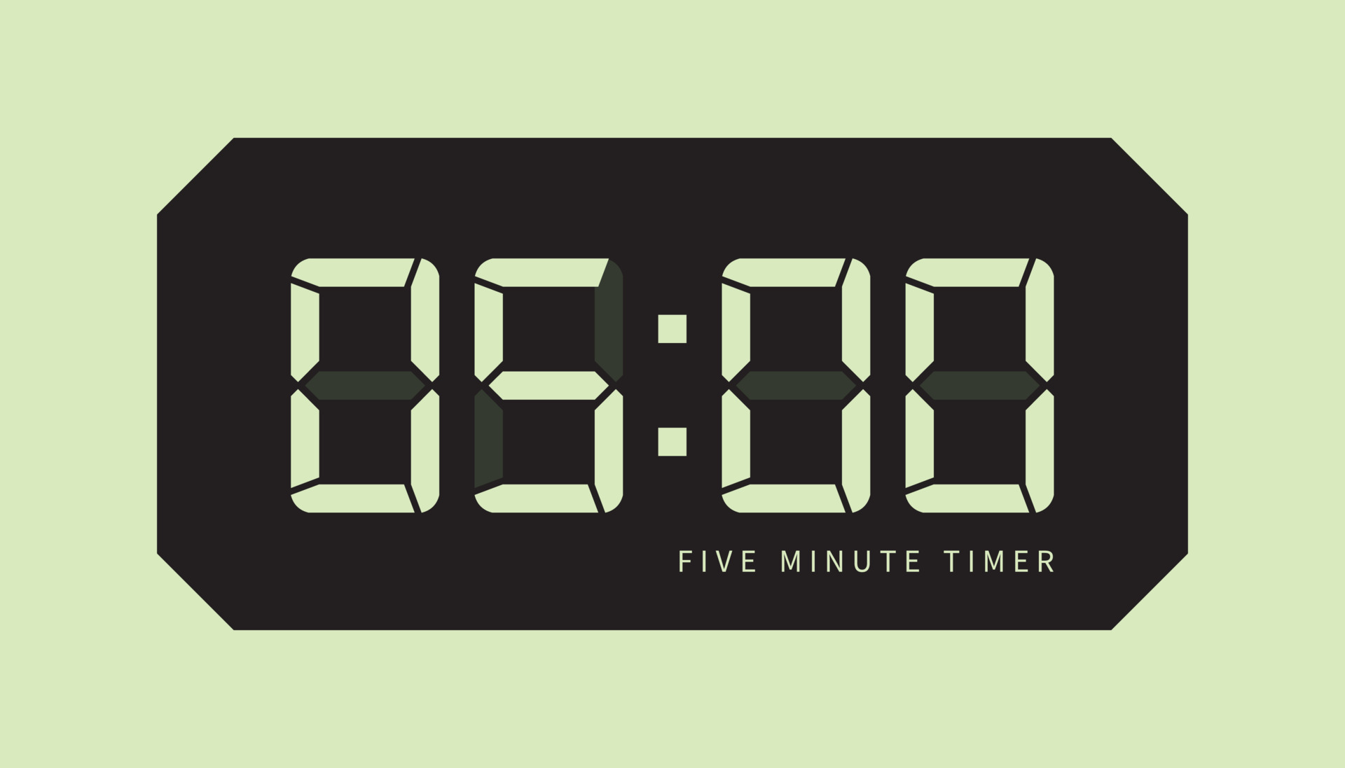 5 Minutes Timer Icon Digital Clock Retro Led Design Isolated Vector