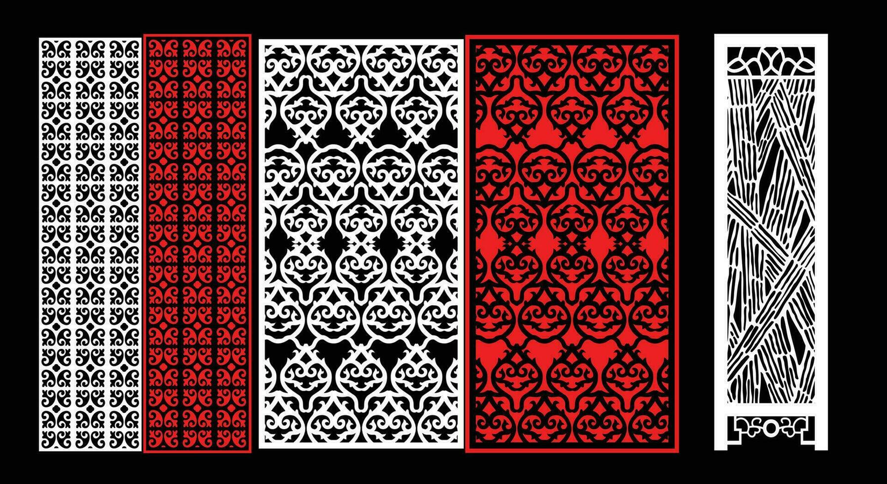 Decorative wall panels set Jali design CNC pattern, laser cutting pattern, router CNCcutting ...