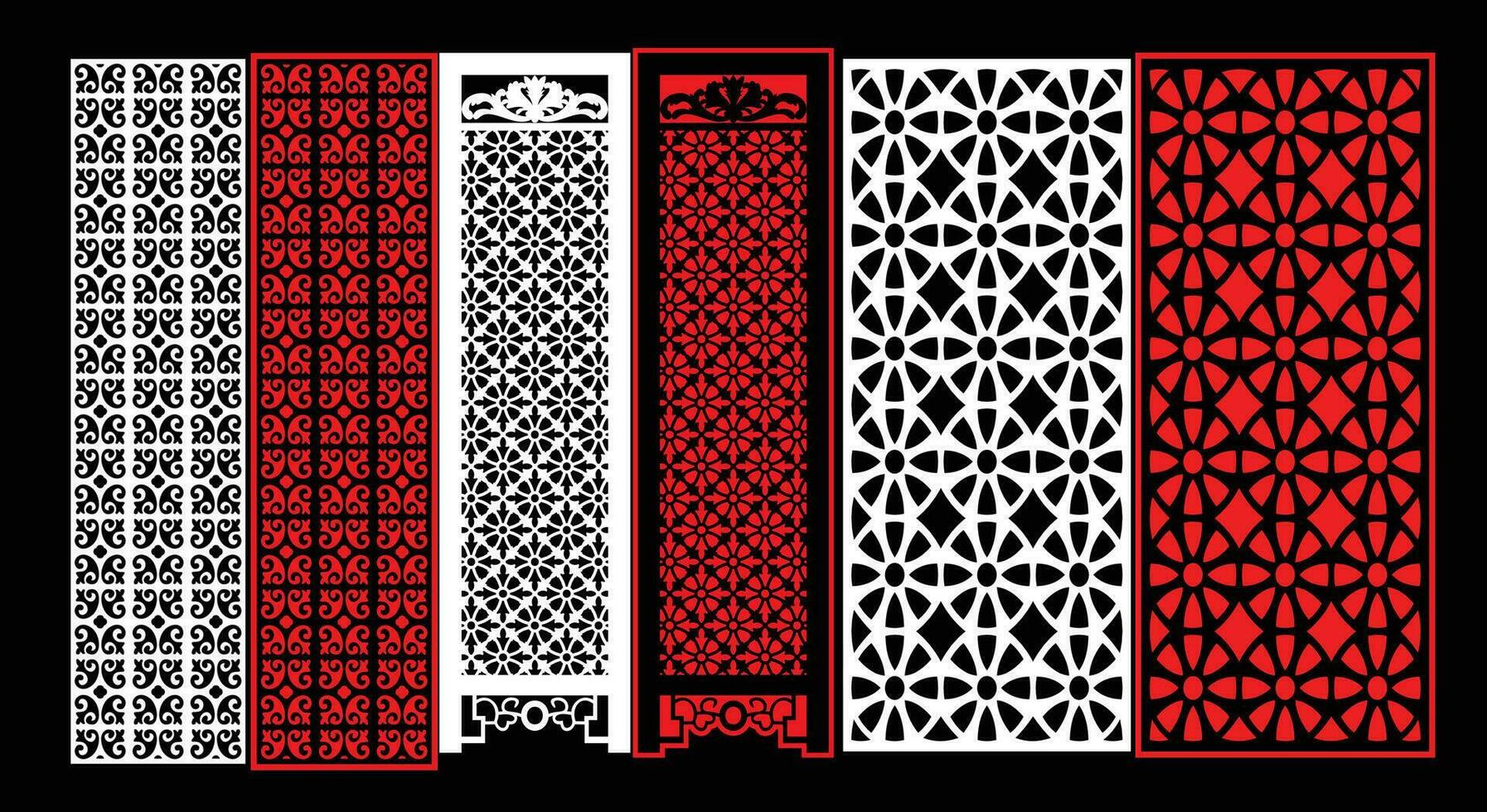 Decorative wall panels set Jali design CNC pattern, laser cutting pattern, router CNCcutting ...