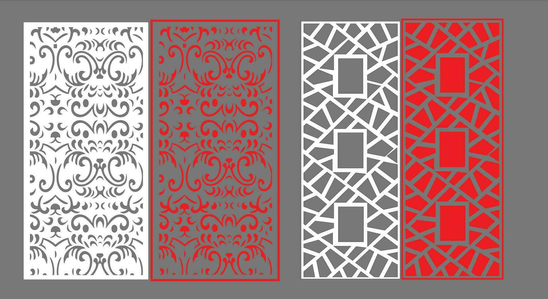 Decorative wall panels set Jali design CNC pattern, laser cutting pattern, router CNCcutting ...
