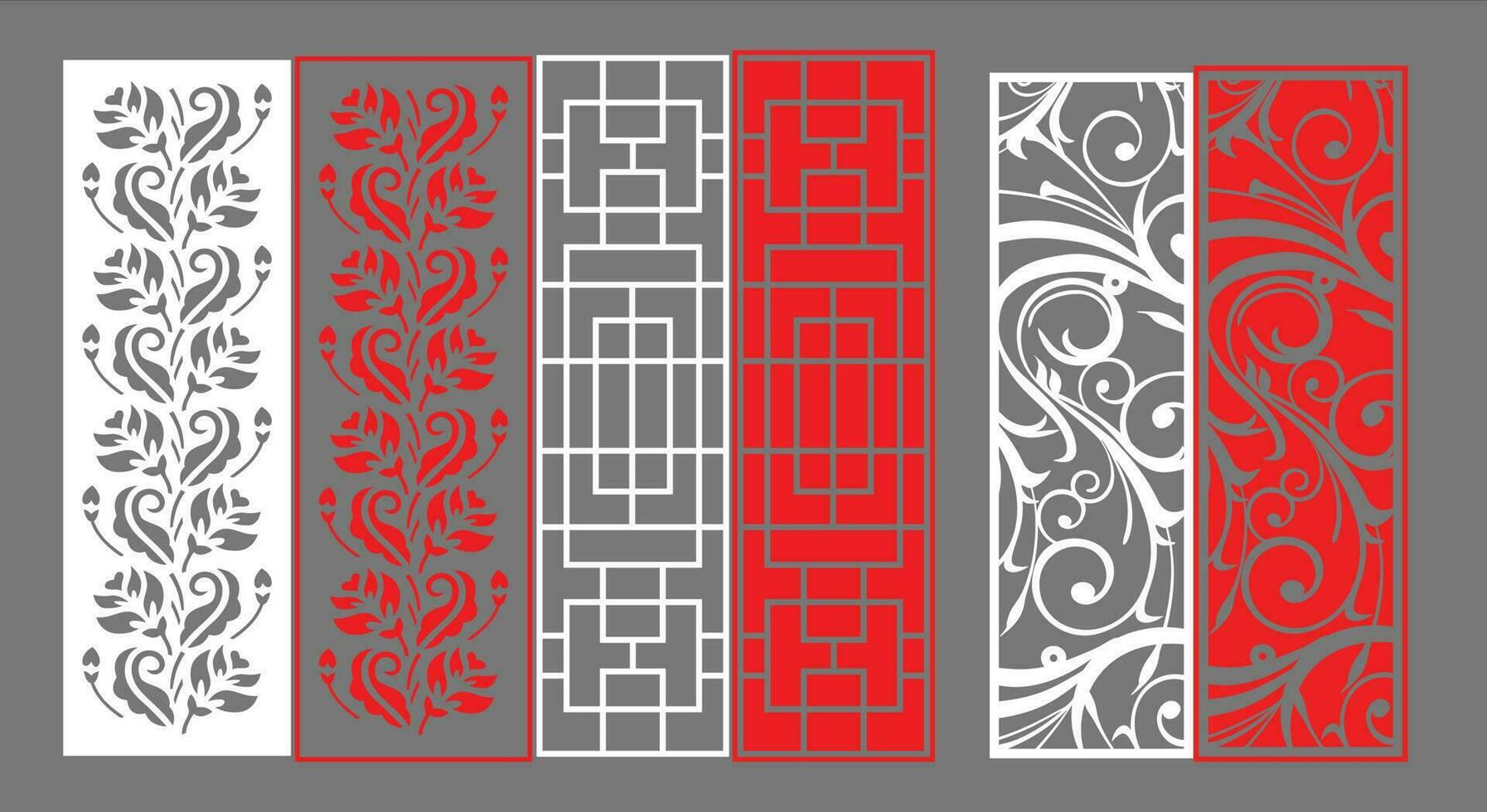 Decorative wall panels set Jali design CNC pattern, laser cutting pattern, router CNCcutting ...