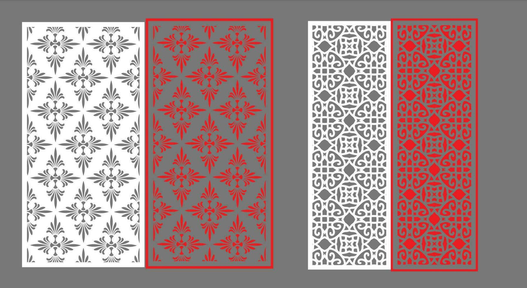 Decorative wall panels set Jali design CNC pattern, laser cutting pattern, router CNCcutting ...