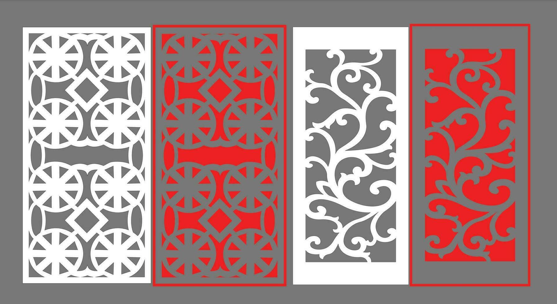 Decorative wall panels set Jali design CNC pattern, laser cutting pattern, router CNCcutting ...