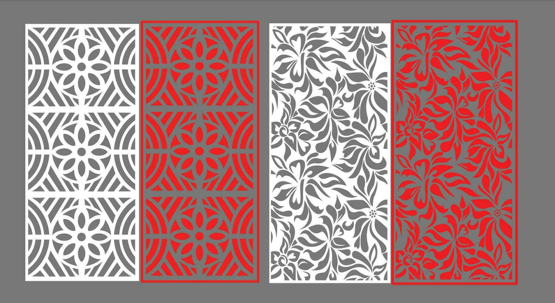 Decorative wall panels set Jali design CNC pattern, laser cutting pattern, router CNCcutting ...