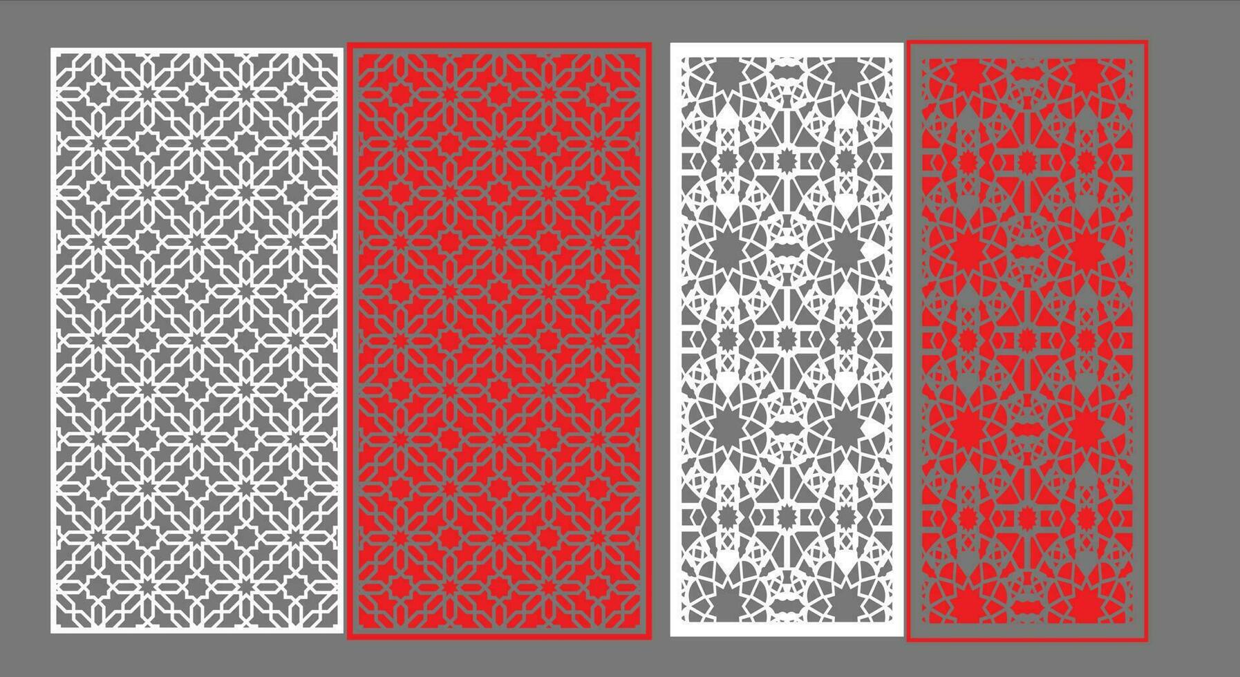 Decorative wall panels set Jali design CNC pattern, laser cutting pattern, router CNCcutting ...