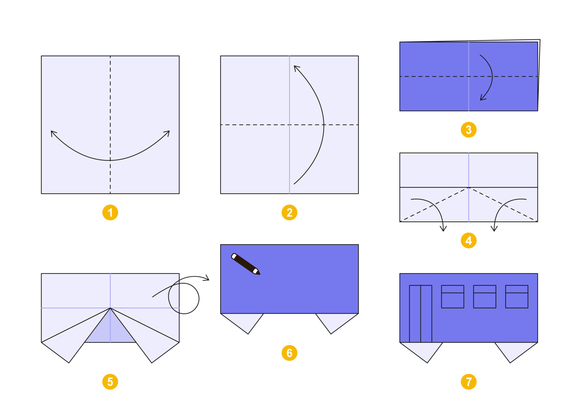 Autobús Origami Esquema Tutorial Moviente Modelo Origami Para Niños