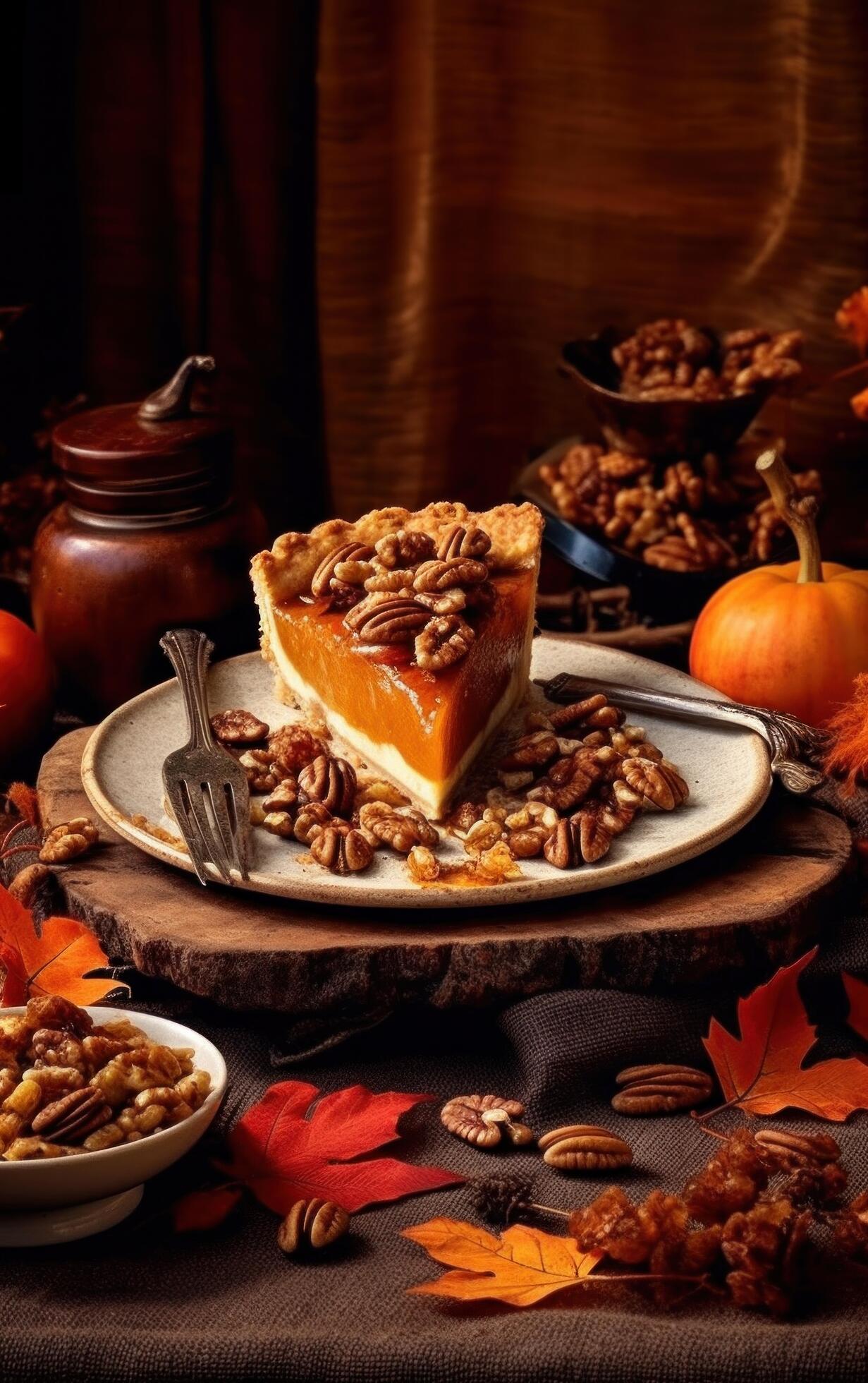 Autumn pumpkin pie. Illustration 24661525 Stock Photo at Vecteezy