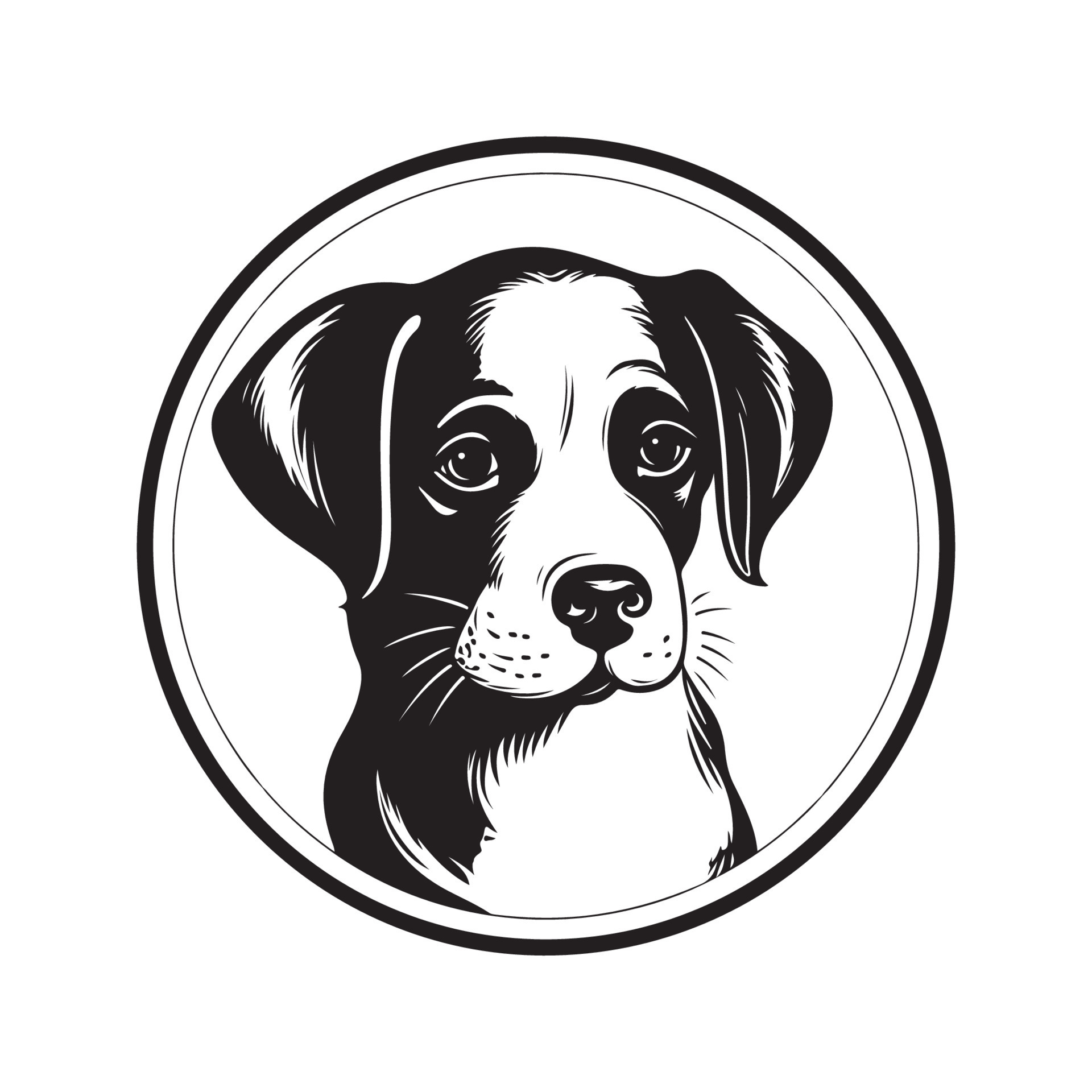 puppy, vintage logo line art concept black and white color, hand drawn ...