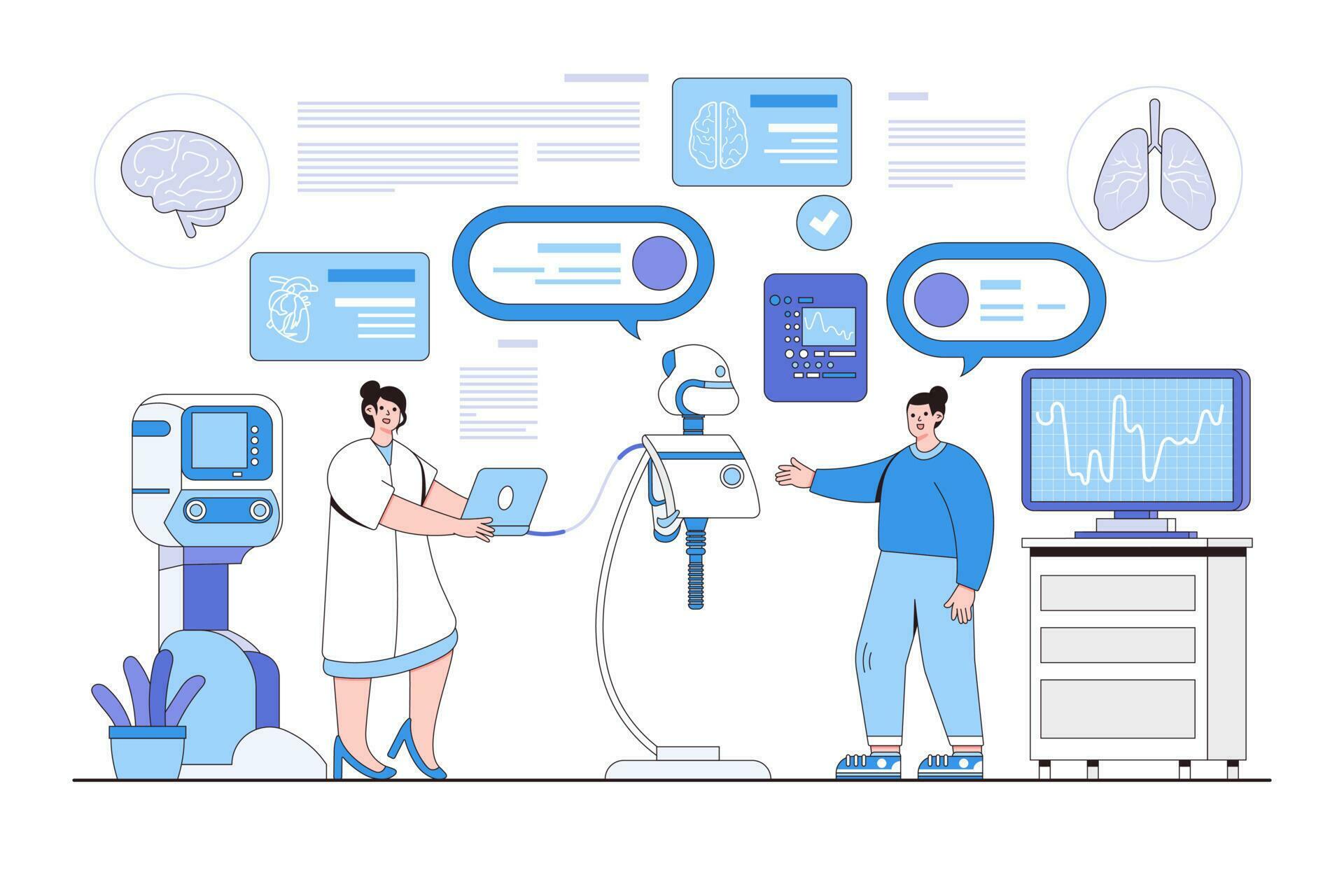 Artificial Intelligence in Healthcare Concept with Person Interacting ...