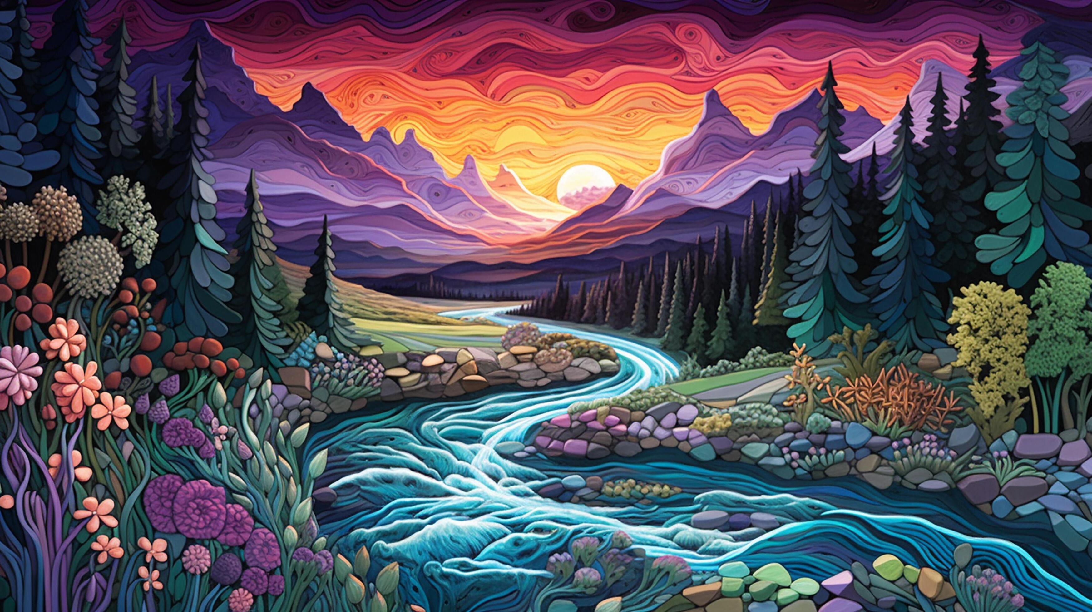 Dimensional paper quilling Night Vast landscape, illustration of paper ... Dimensional paper quilling Night Vast landscape, illustration of paper ...