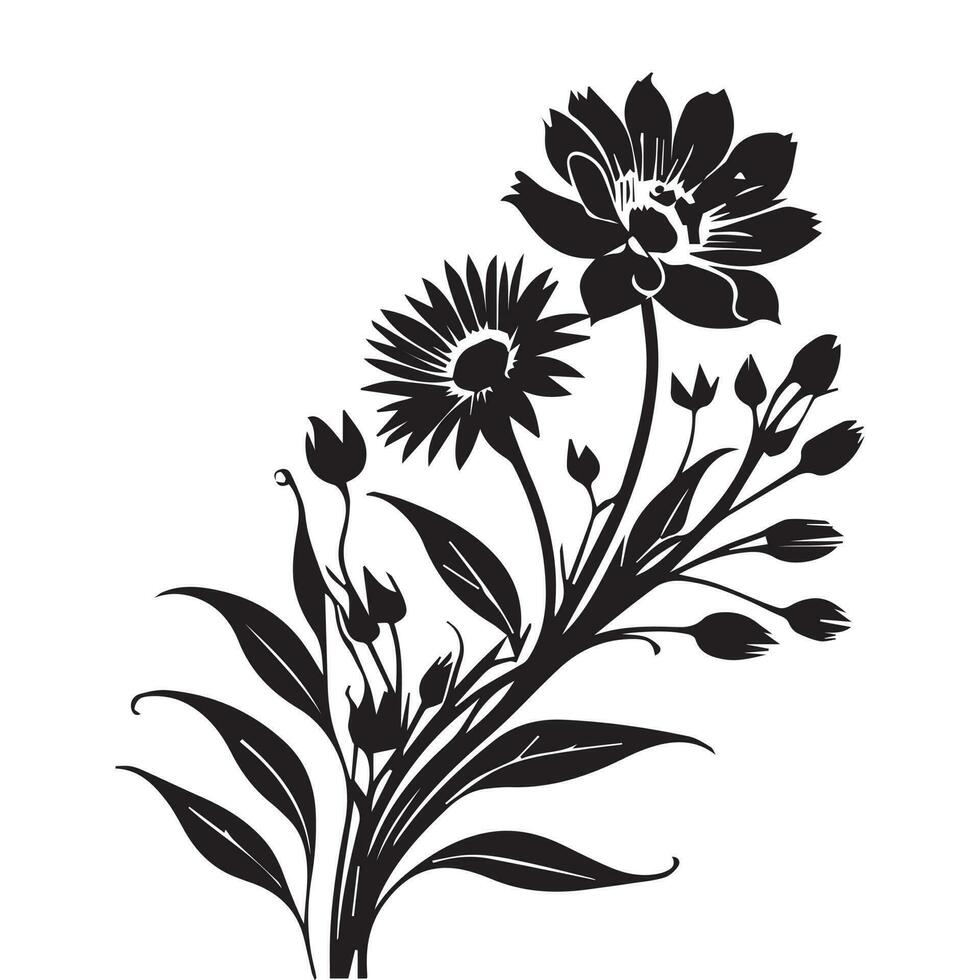 Floral Ornament Vector Silhouette Set Of Floral Design Elements Vector 24663876 Vector Art At
