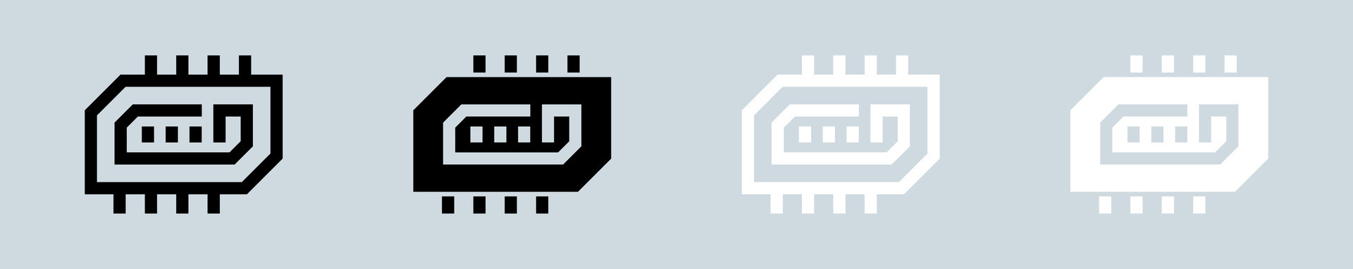 Ram Icon Set In Black And White Random Access Memory Signs Vector