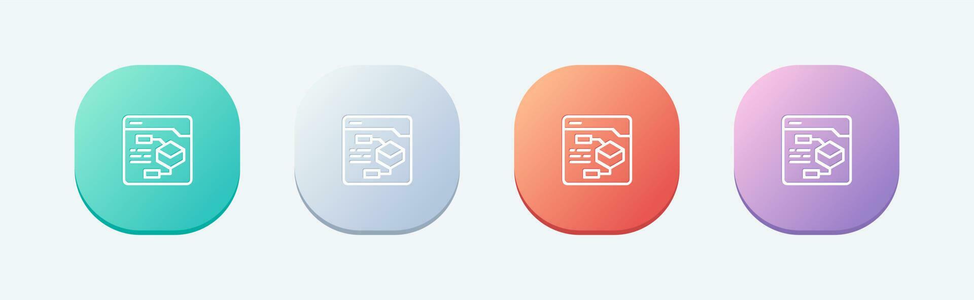 Algorithm Line Icon In Flat Design Style Programming Signs Vector