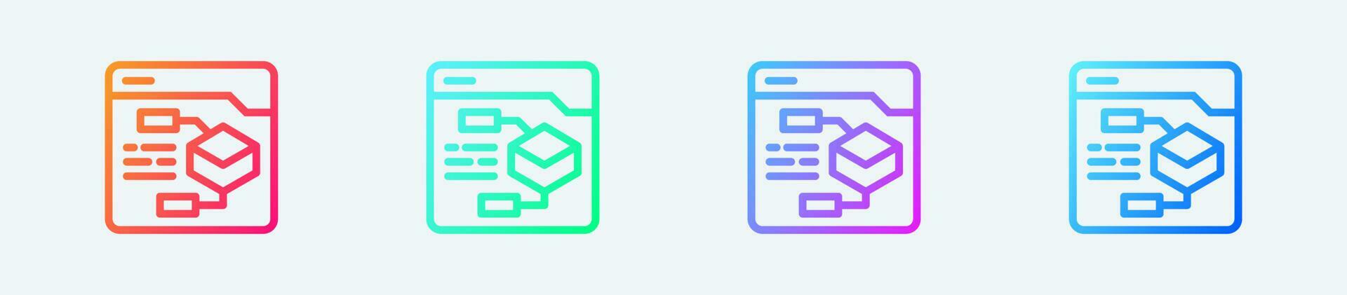 Algorithm Line Icon In Gradient Colors Programming Signs Vector 1667