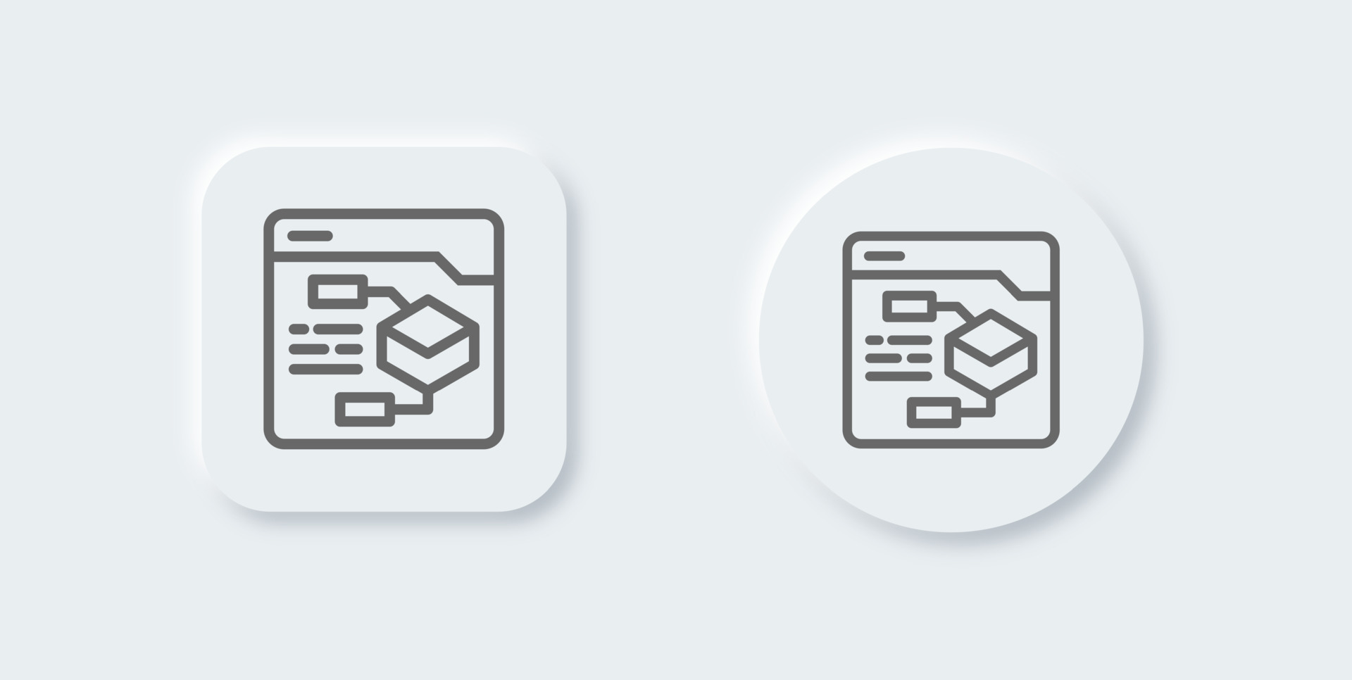 Algorithm Line Icon In Neomorphic Design Style Programming Signs