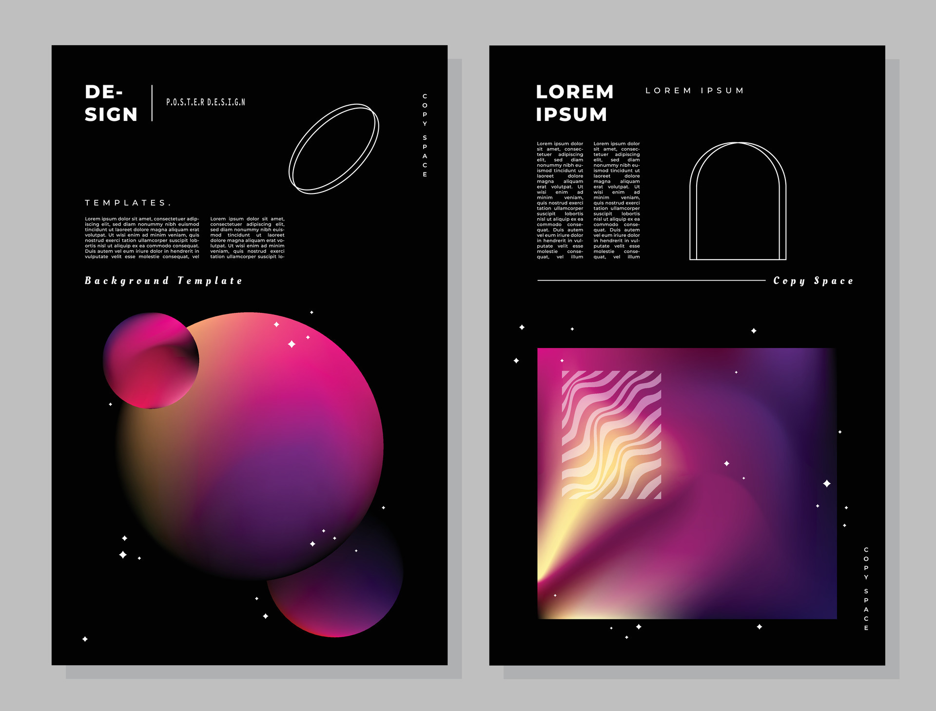 Colorful Dark Gradient Mesh Background Template Copy Space Set Outer Space Themed Vertical