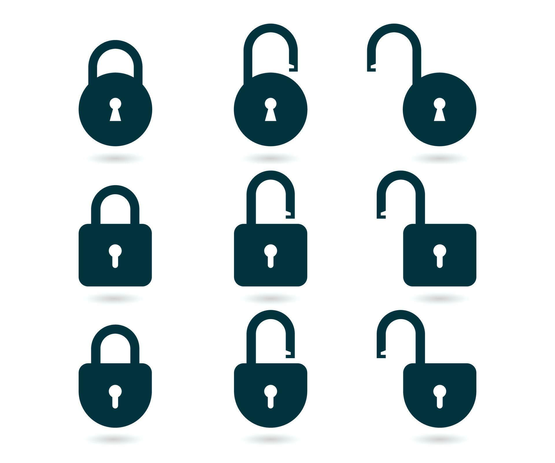 Lock and unlock vector icons set. Security symbol for your web site ...