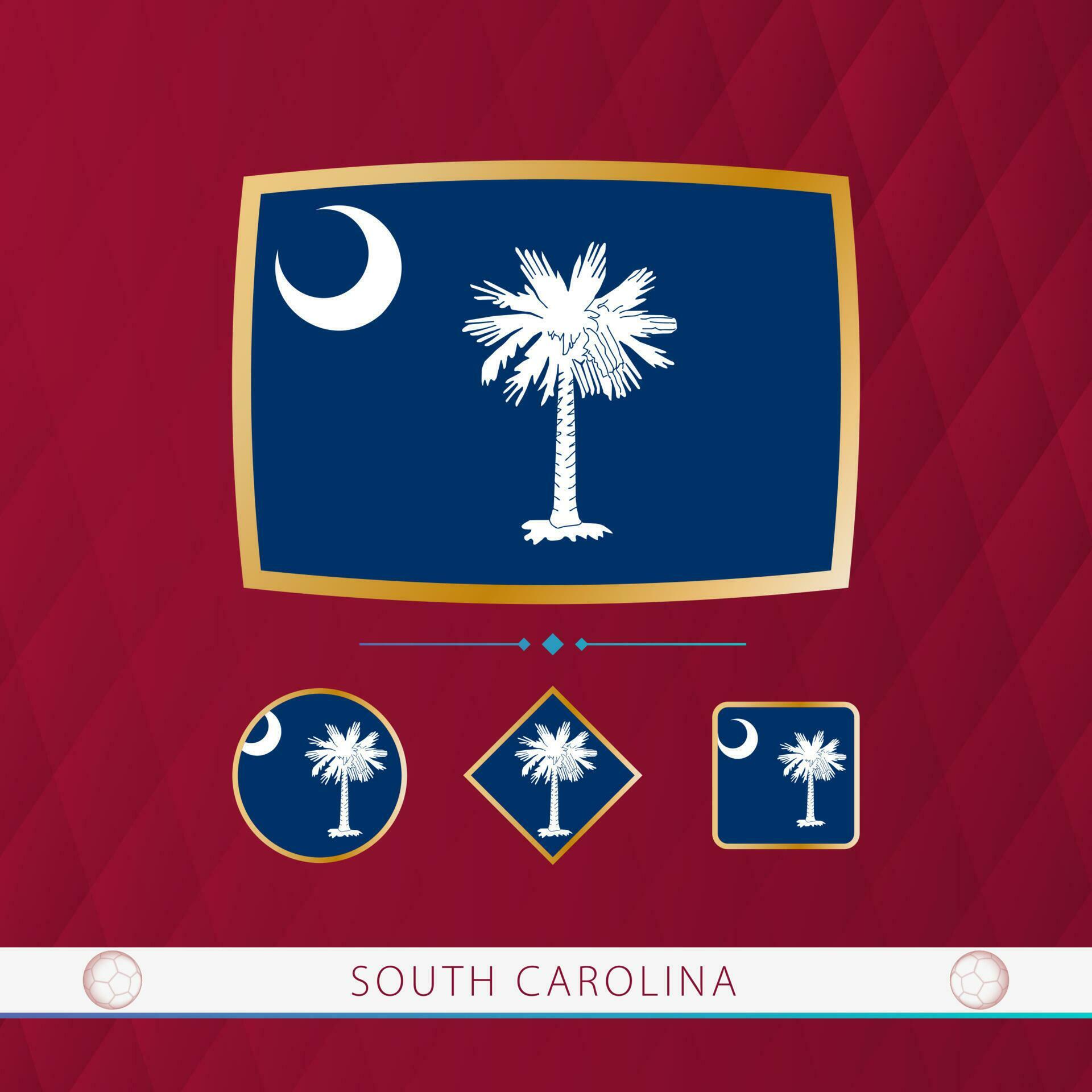 Set of South Carolina flags with gold frame for use at sporting events ...
