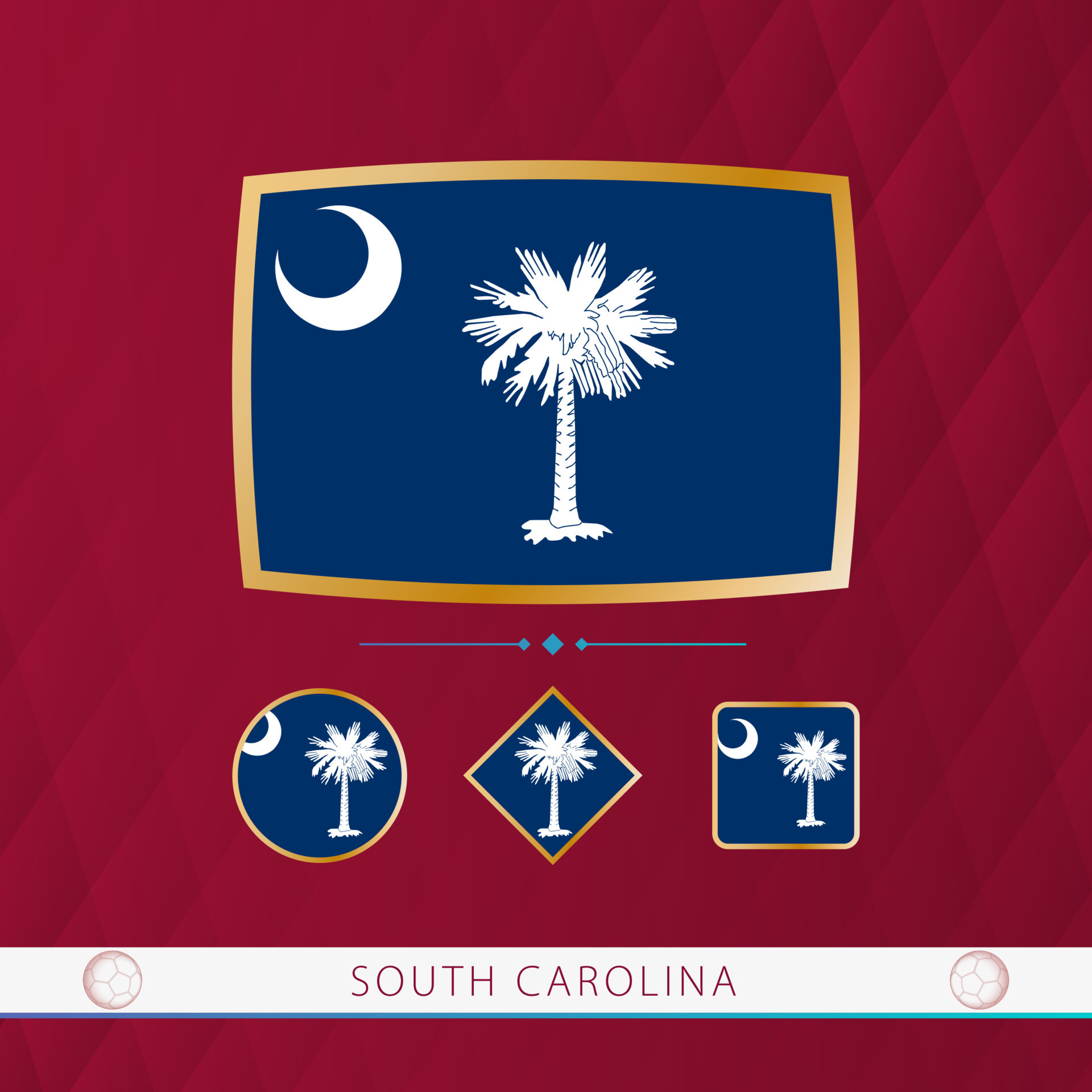 Set of South Carolina flags with gold frame for use at sporting events ...