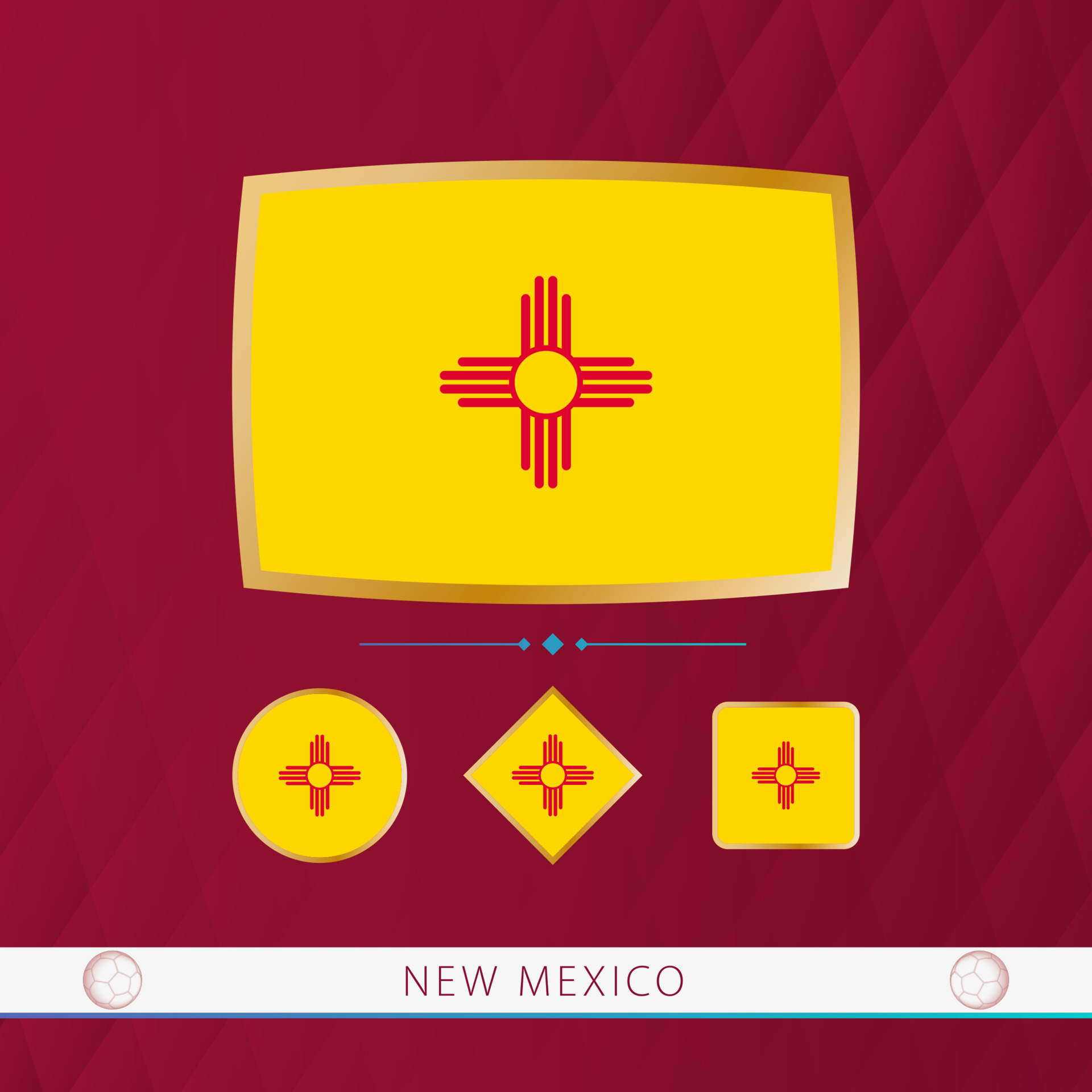 Set of New Mexico flags with gold frame for use at sporting events on a ...