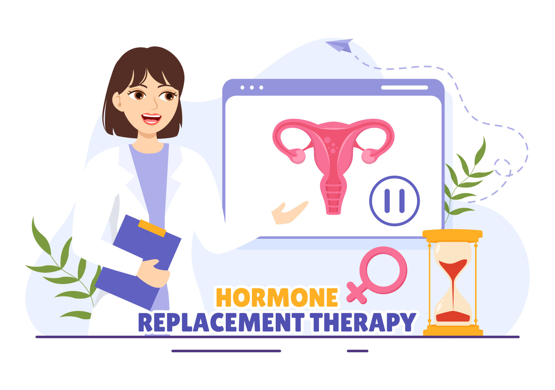 Hrt Or Hormone Replacement Therapy Acronym Vector Illustration With