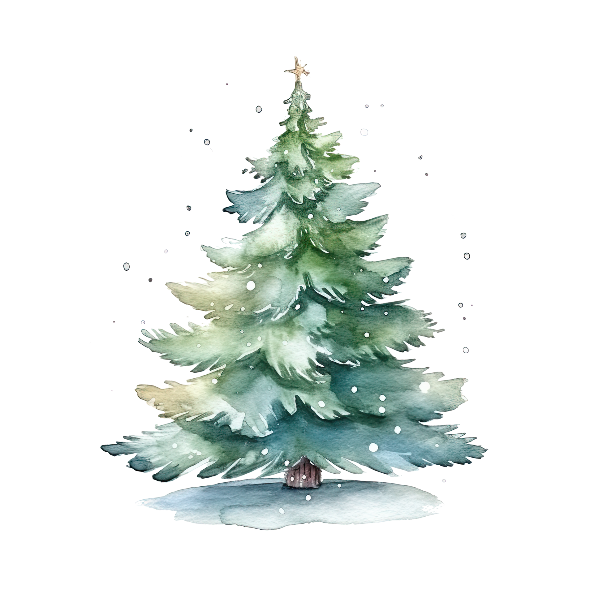 Watercolor Christmas tree isolated. Illustration 24671213 PNG