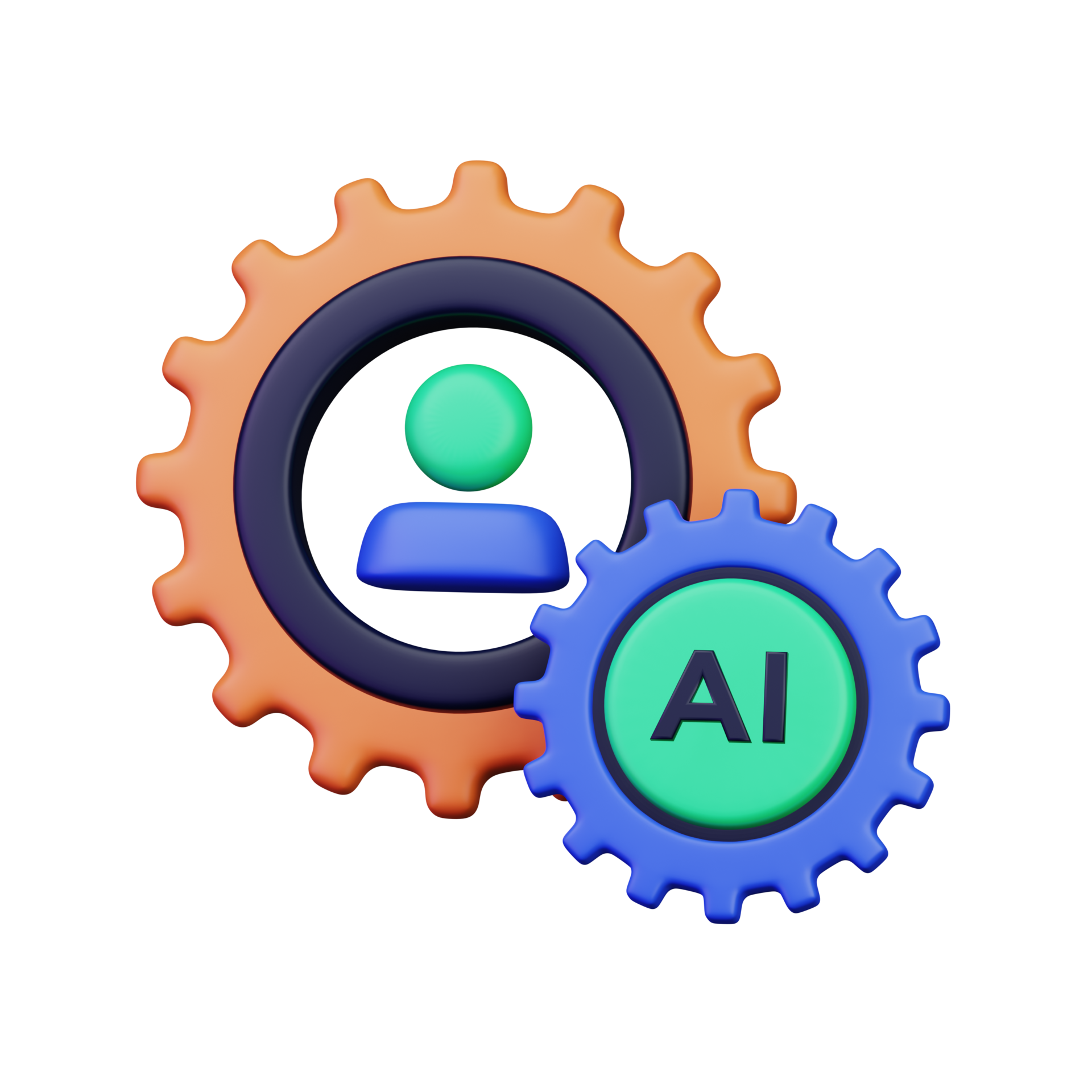 ai Ausrüstung mit Mann Symbol zum künstlich Intelligenz Zusammenarbeit mit Mensch Konzept 3d ...
